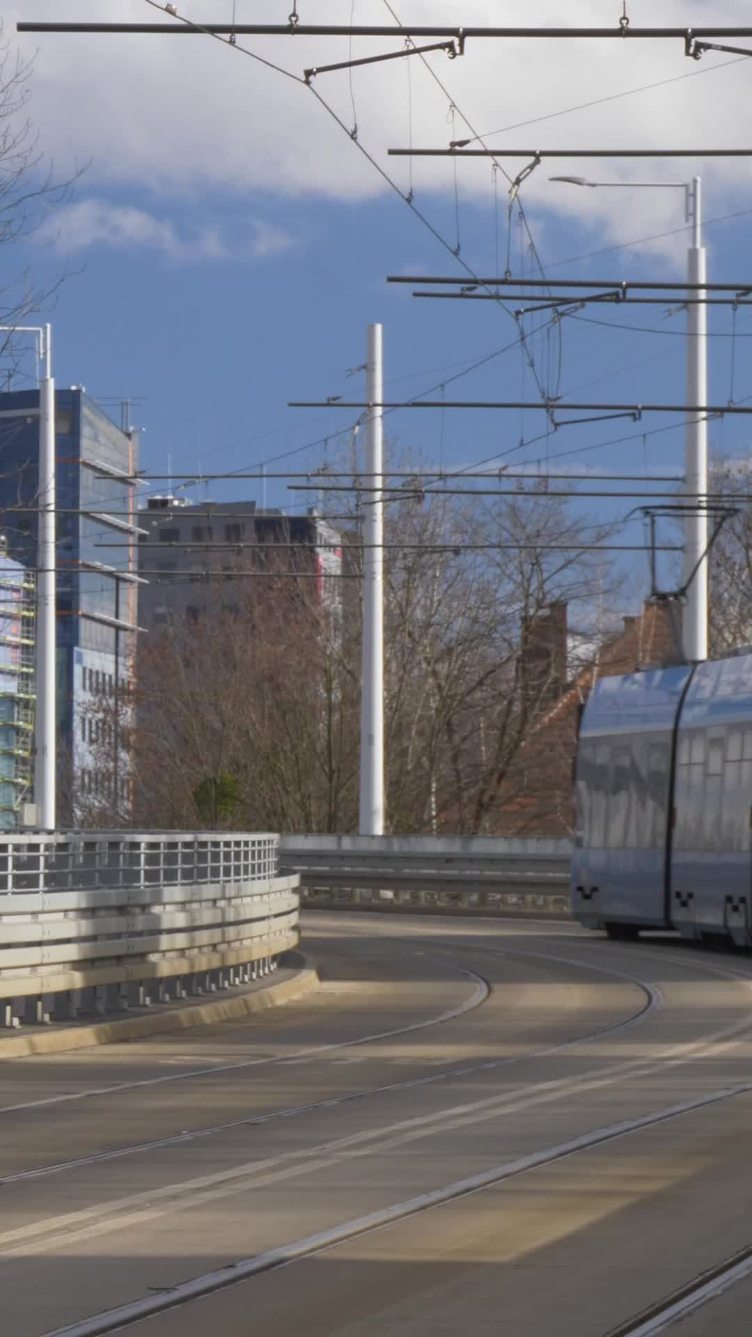 Modern Tram Crossing Wroclaw City Overpass Free Stock Video Footage ...
