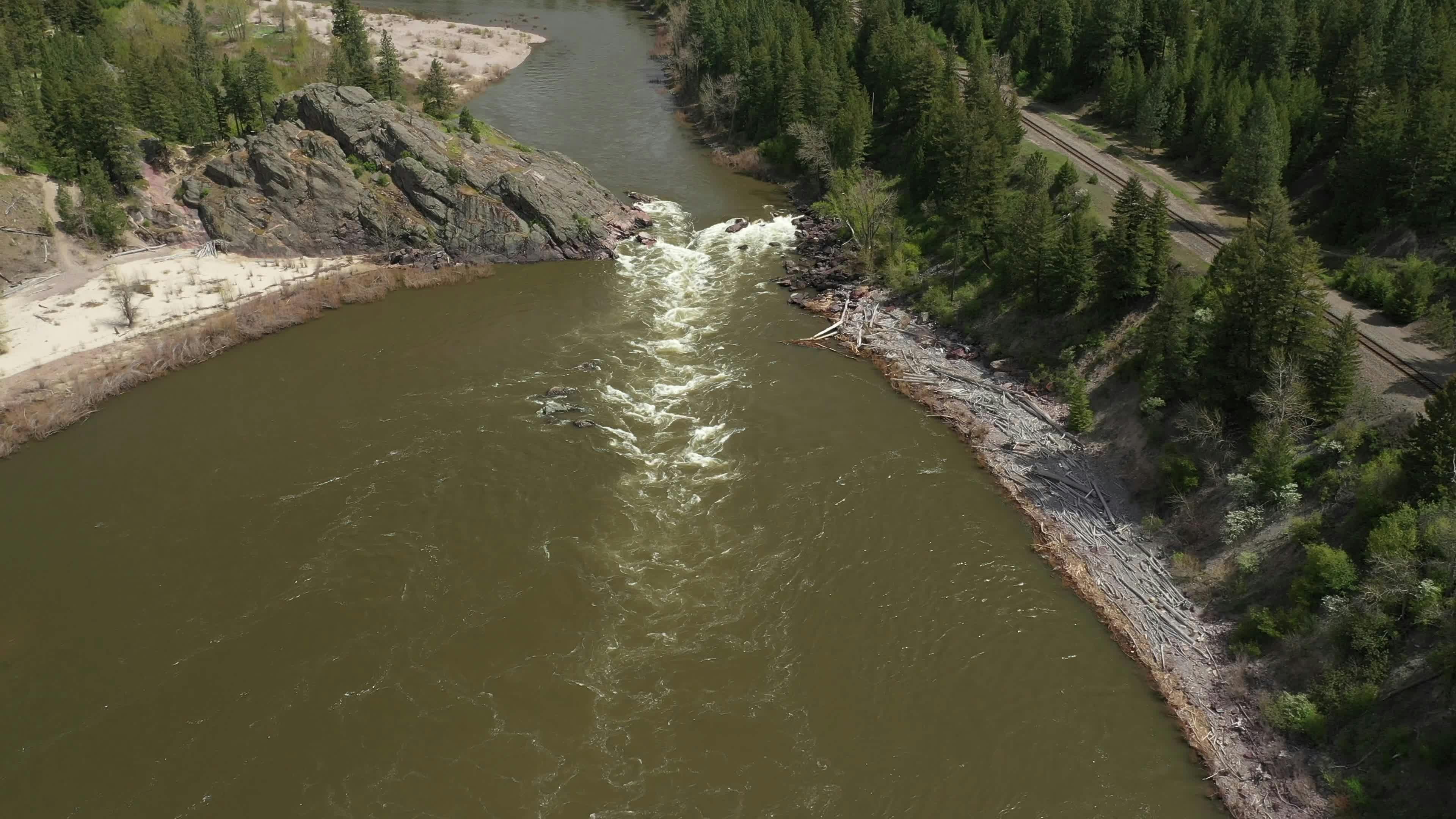 Aerial View of Clark Fork River Rapids Free Stock Video Footage ...