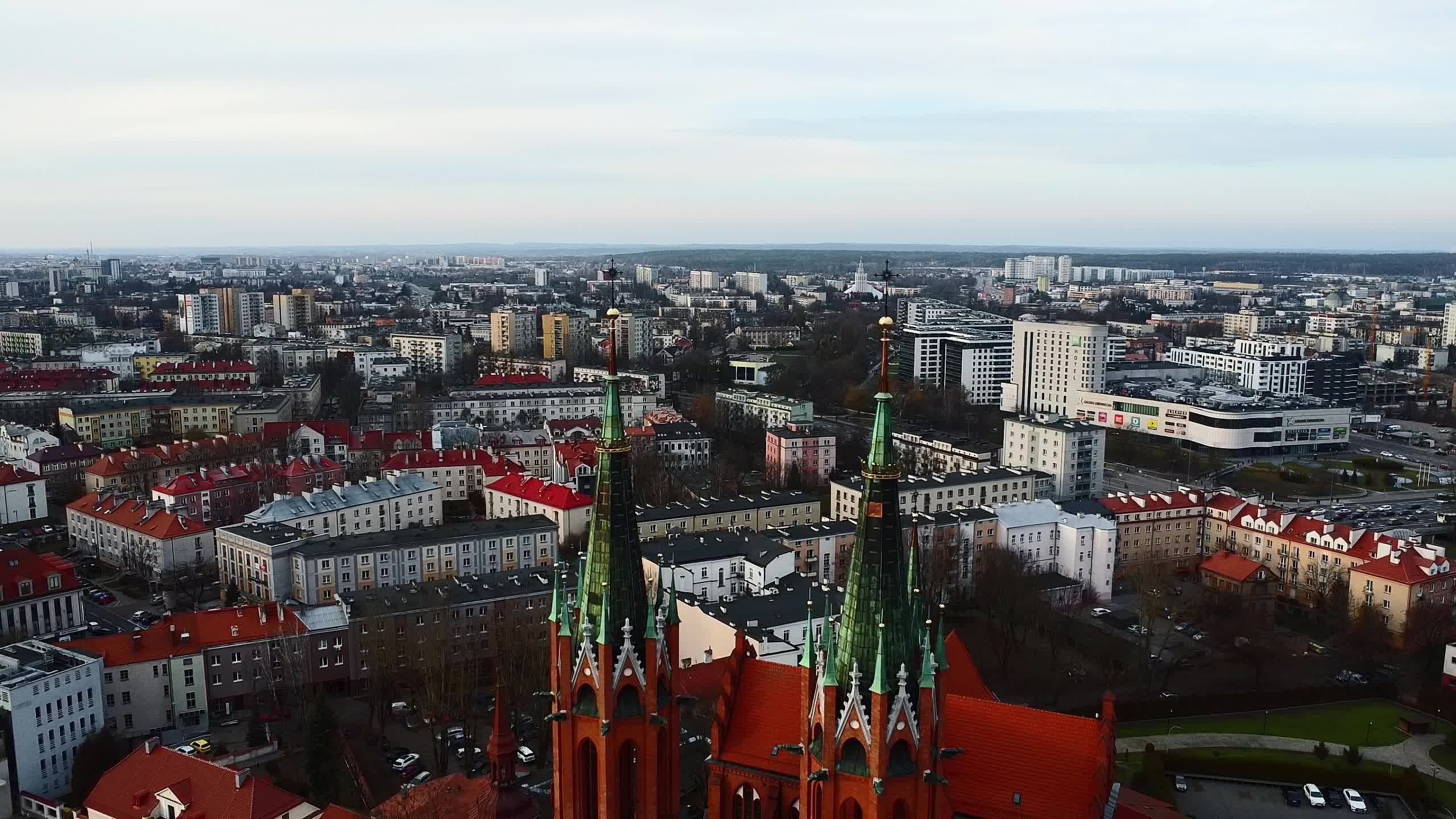 Aerial View of Historic Church in Urban Cityscape Free Stock Video ...