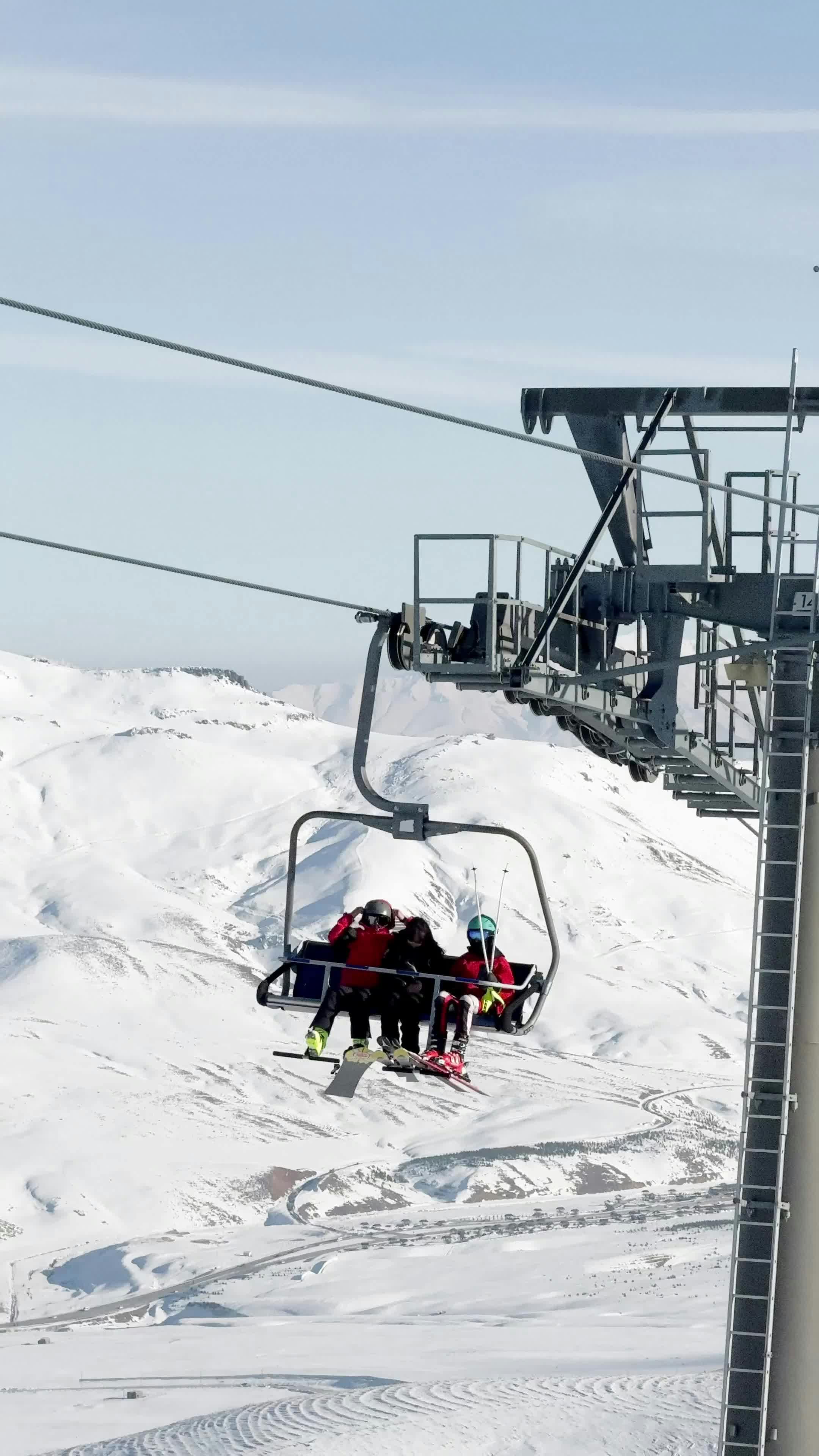 Ski Lift Ride Over Snowy Mountain Landscape Free Stock Video Footage ...