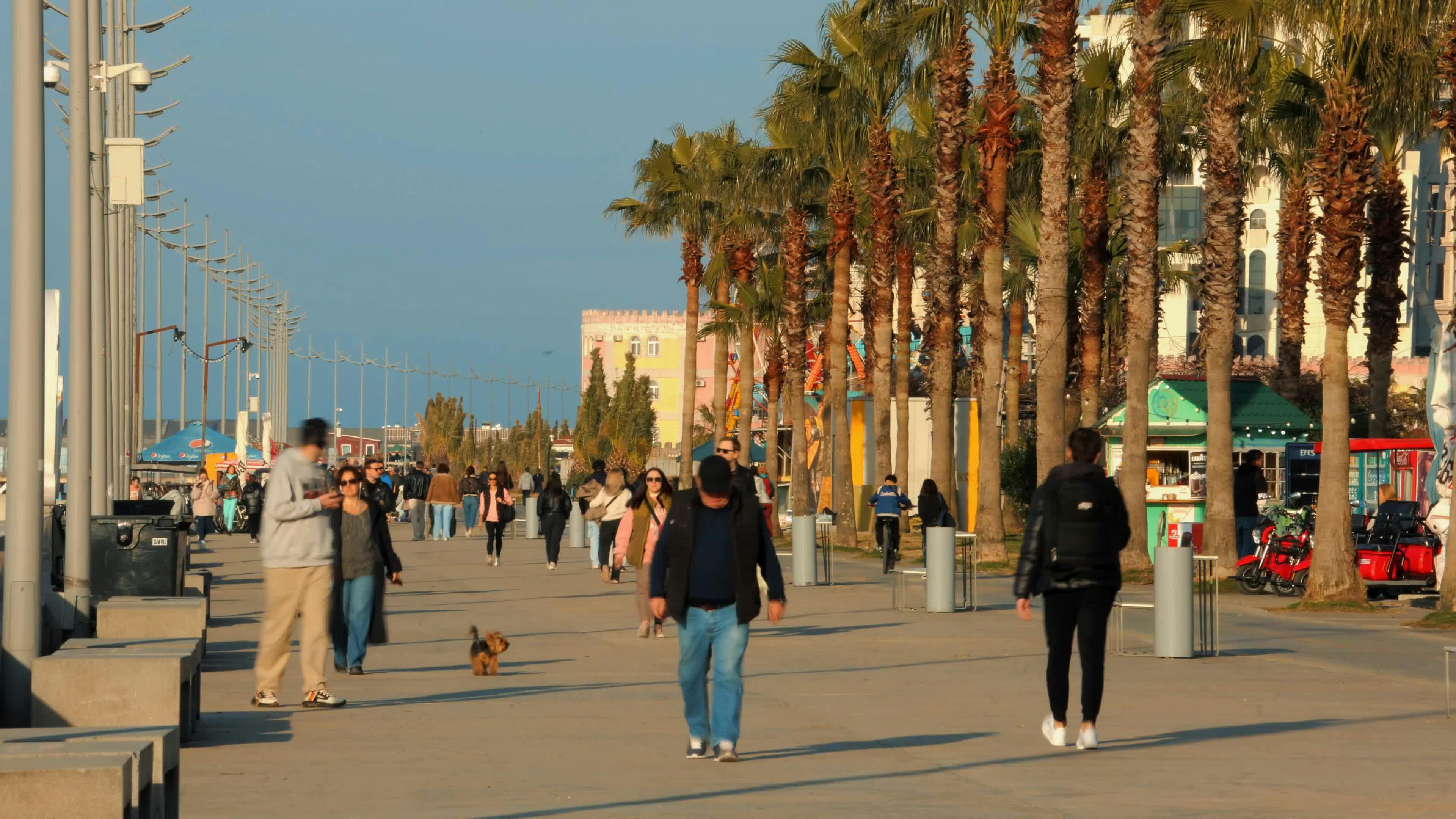 Vibrant Beachfront Promenade Scene at Daytime Free Stock Video Footage ...