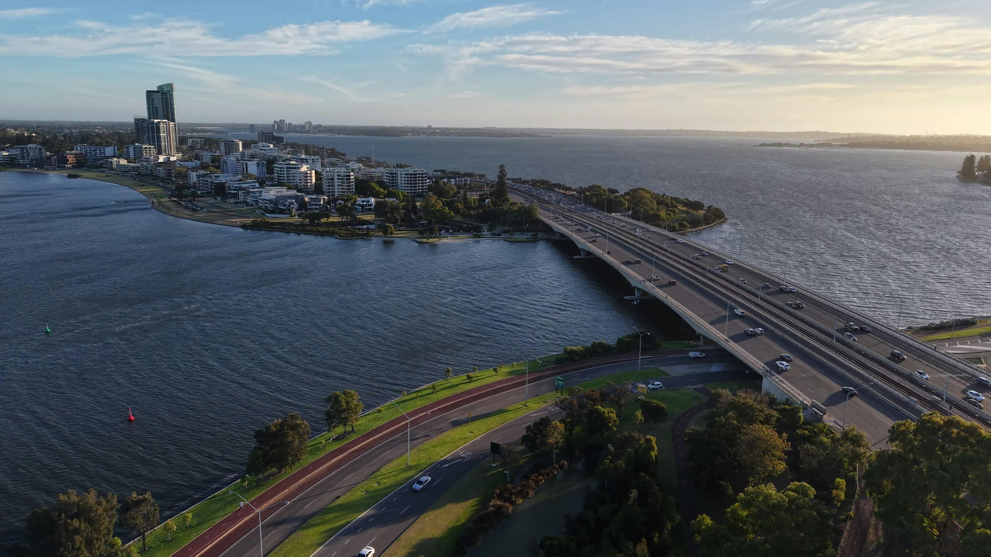 Aerial View of Perth City Skyline at Sunset Free Stock Video Footage ...