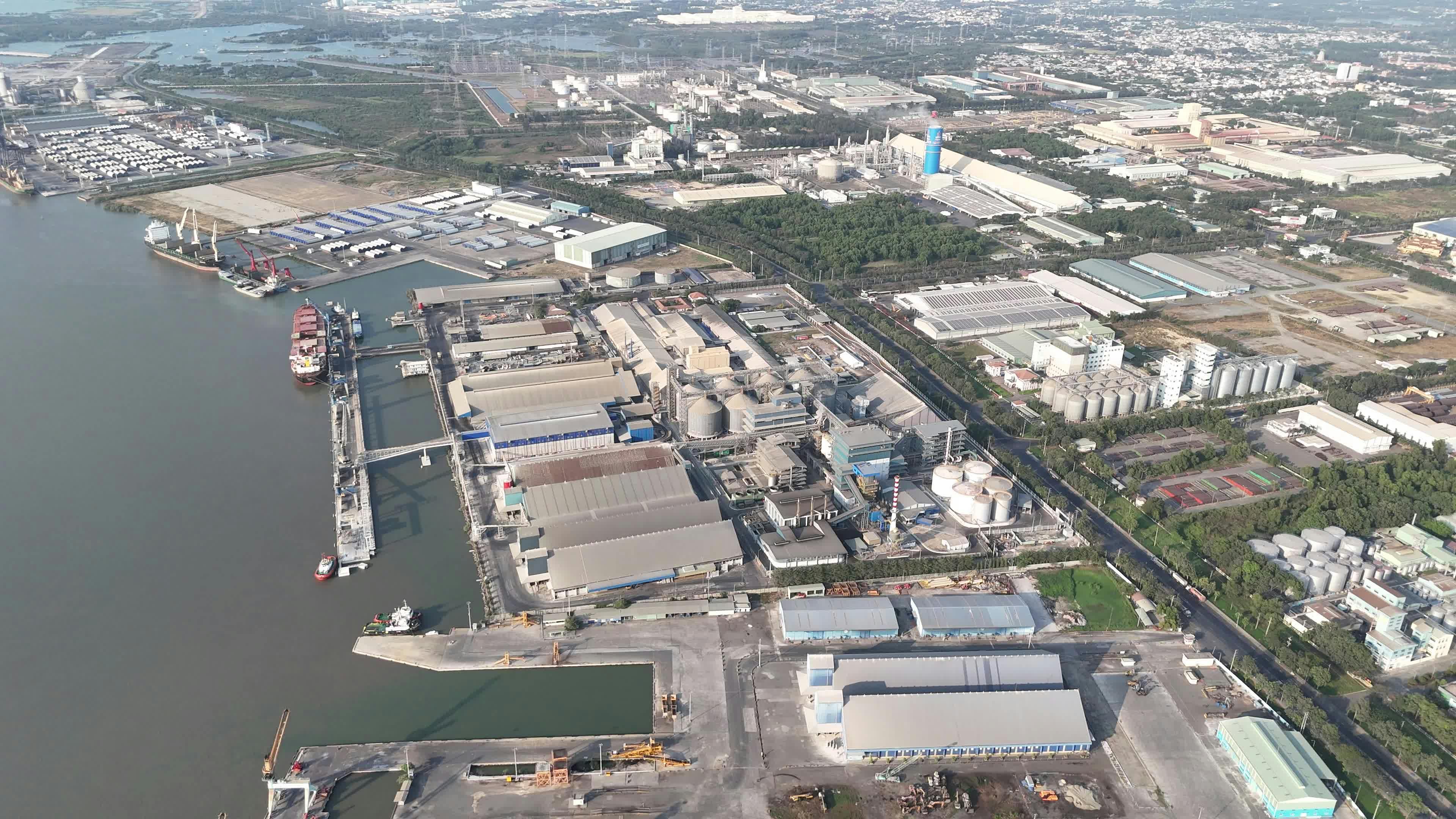 Aerial View of Cai Mep Industrial Port Area Free Stock Video Footage ...