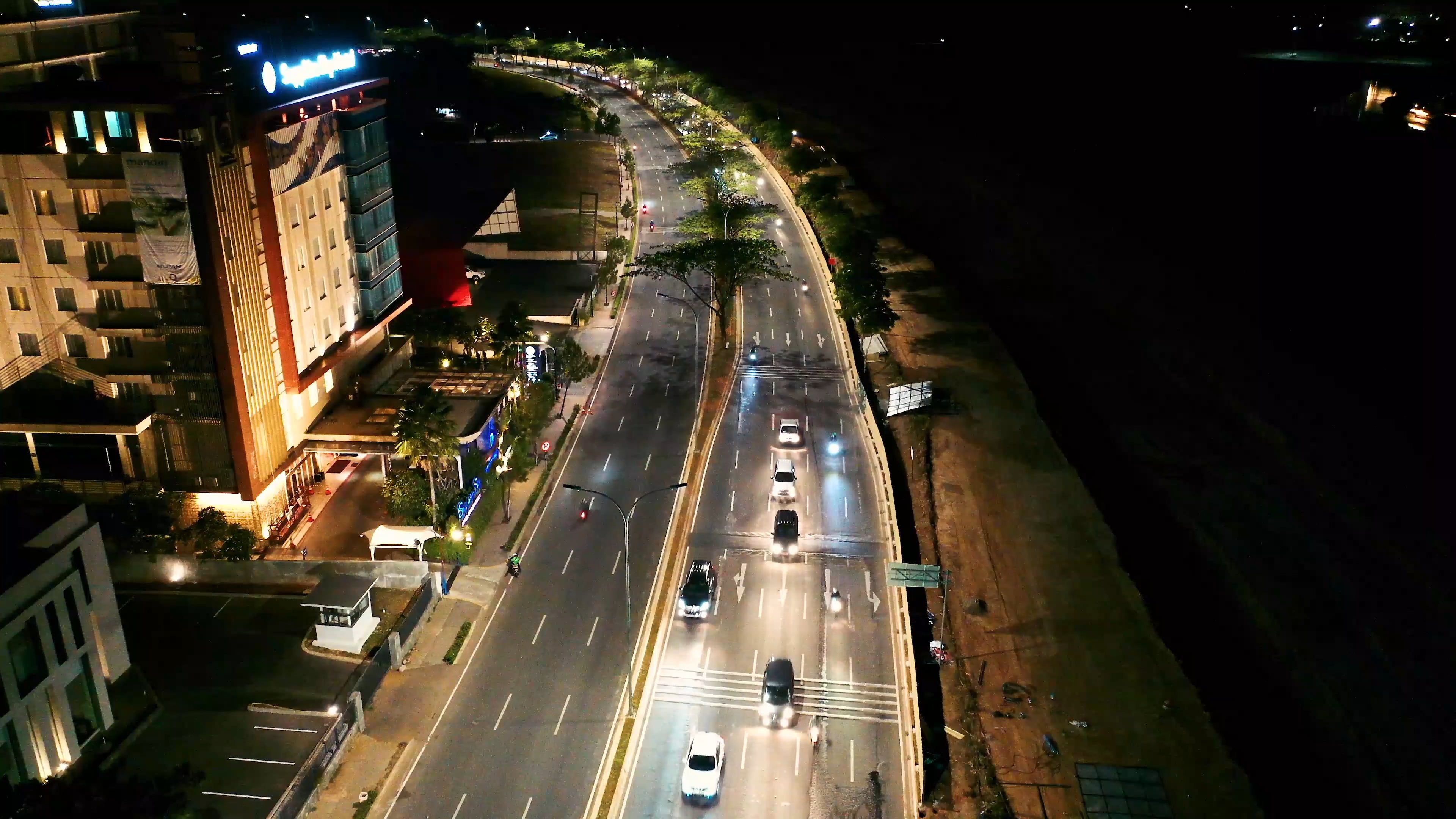 Traveling At Night On A Well Lighted Road Free Stock Video Footage ...