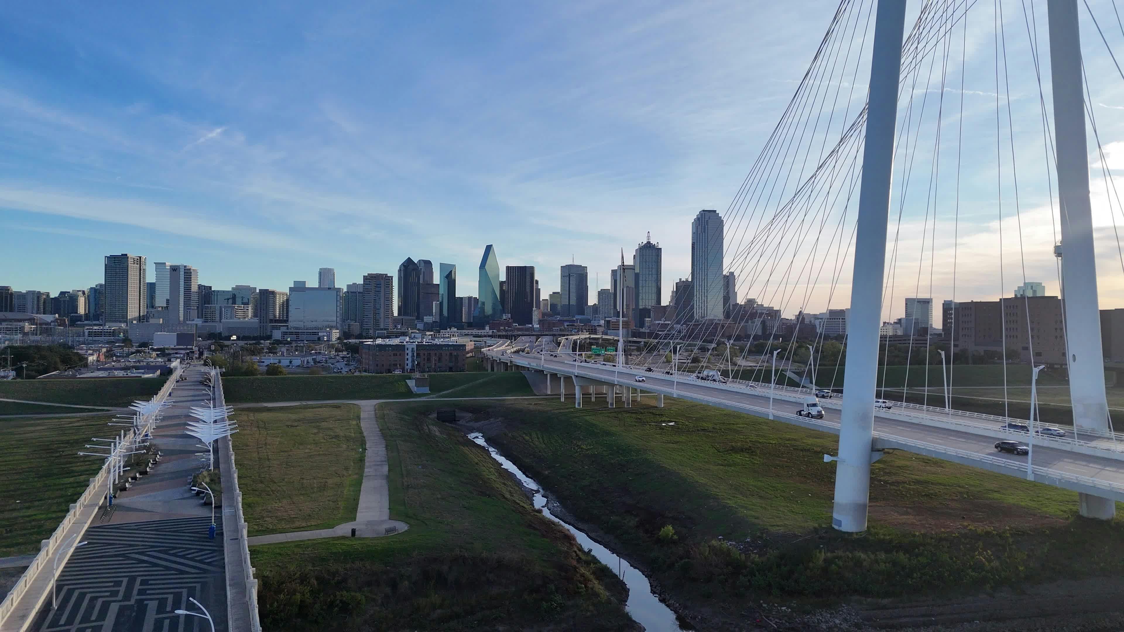 Aerial View of Dallas Skyline at Sunset Free Stock Video Footage ...