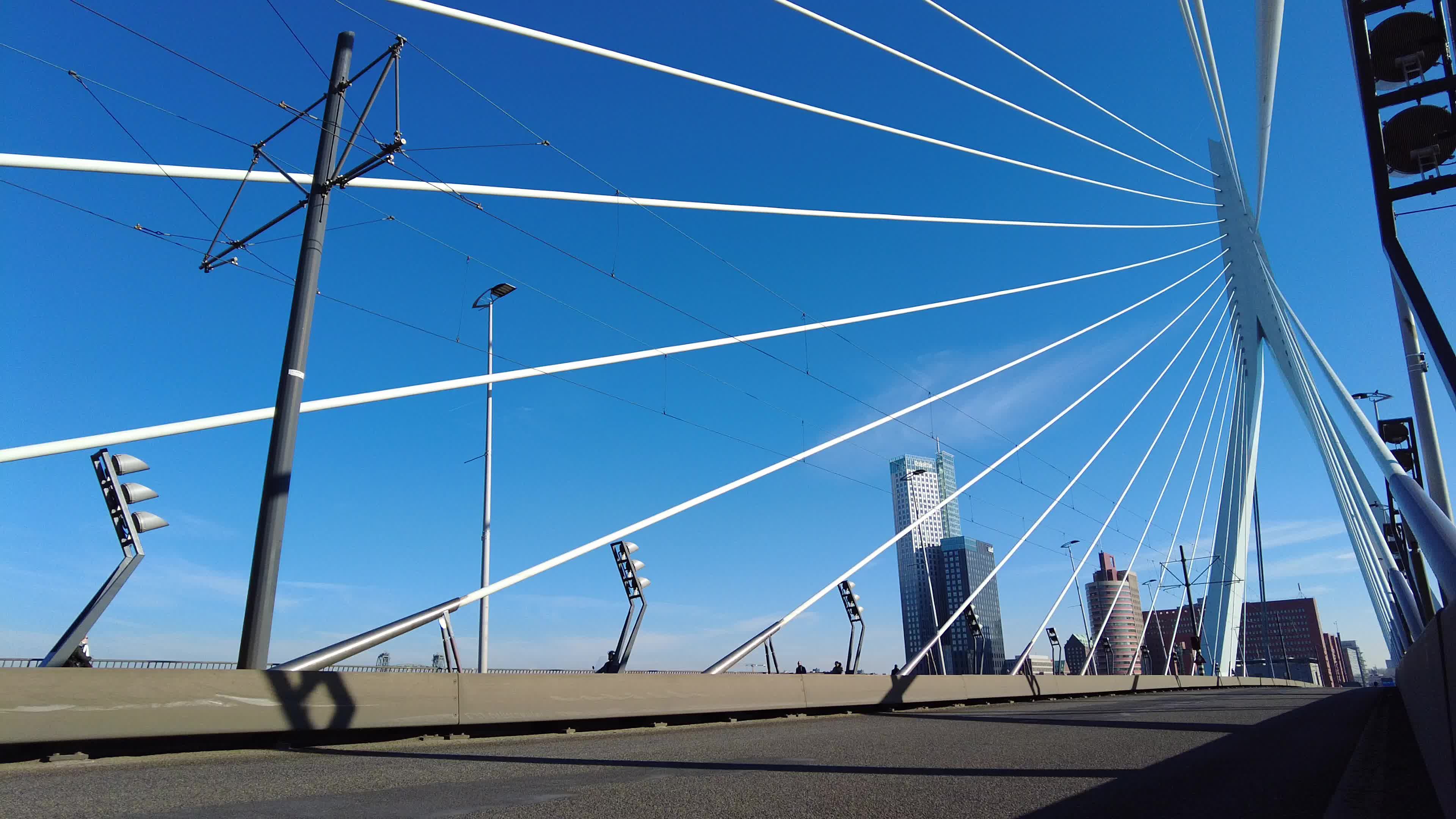 Erasmus Bridge View with City Skyline, Rotterdam Free Stock Video ...