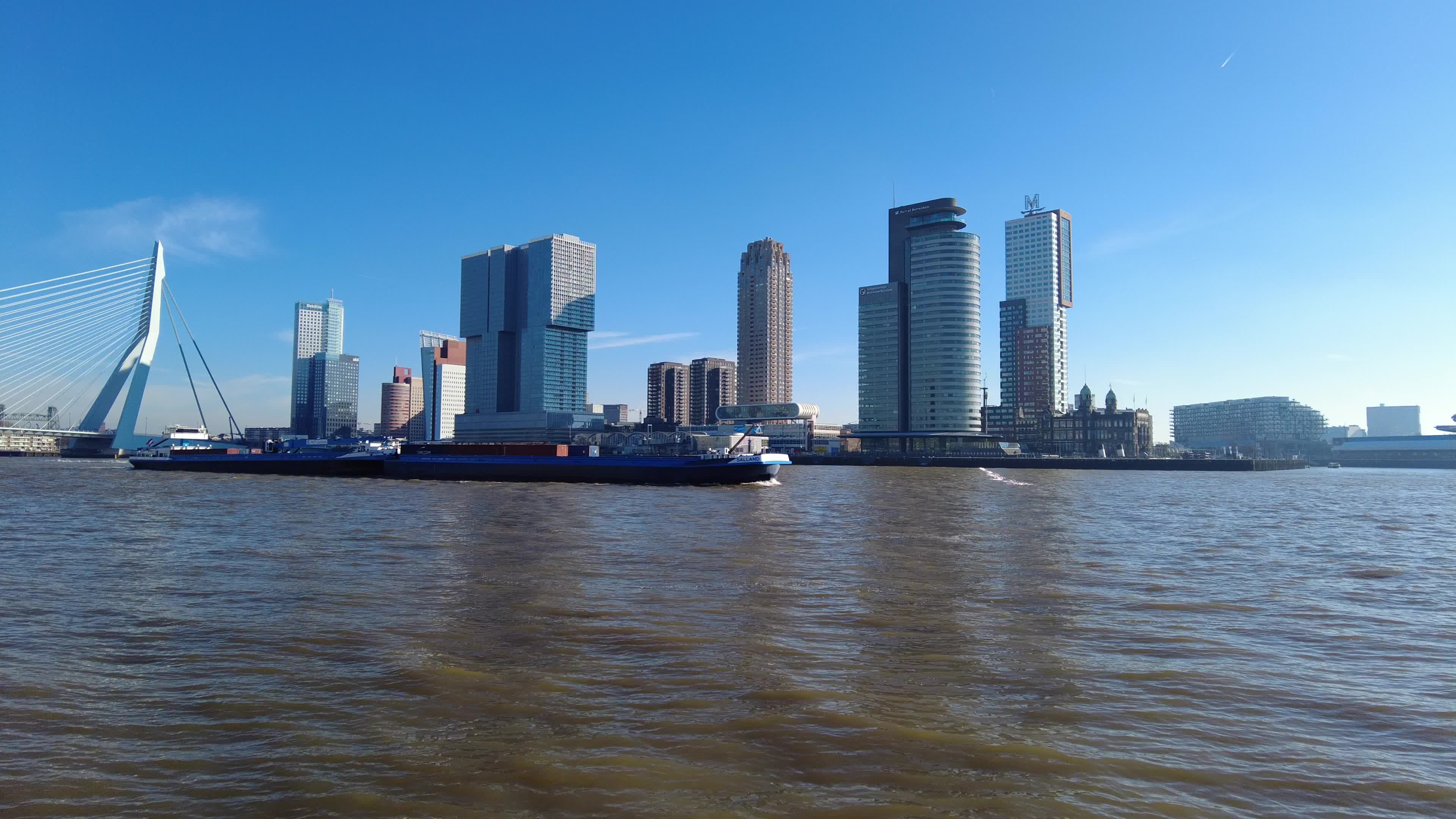 Stunning Rotterdam Skyline with Erasmus Bridge Free Stock Video Footage ...