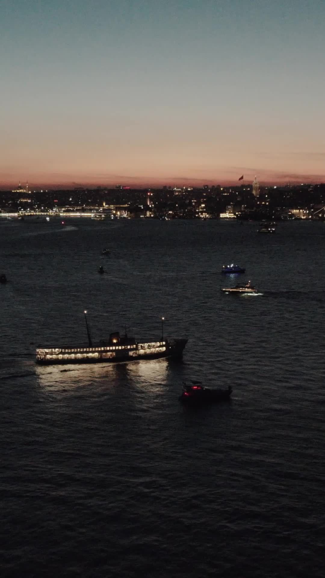 Aerial Night View of Istanbul's Bosphorus Free Stock Video Footage ...