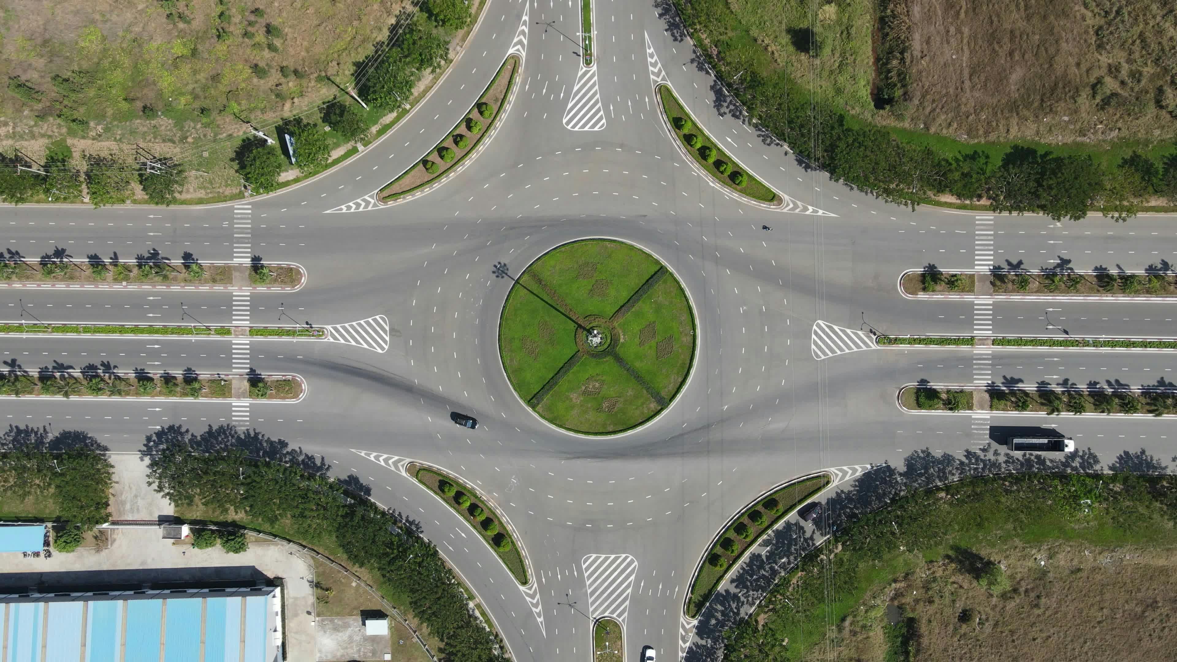 Aerial View of Modern Roundabout Intersection Free Stock Video Footage ...