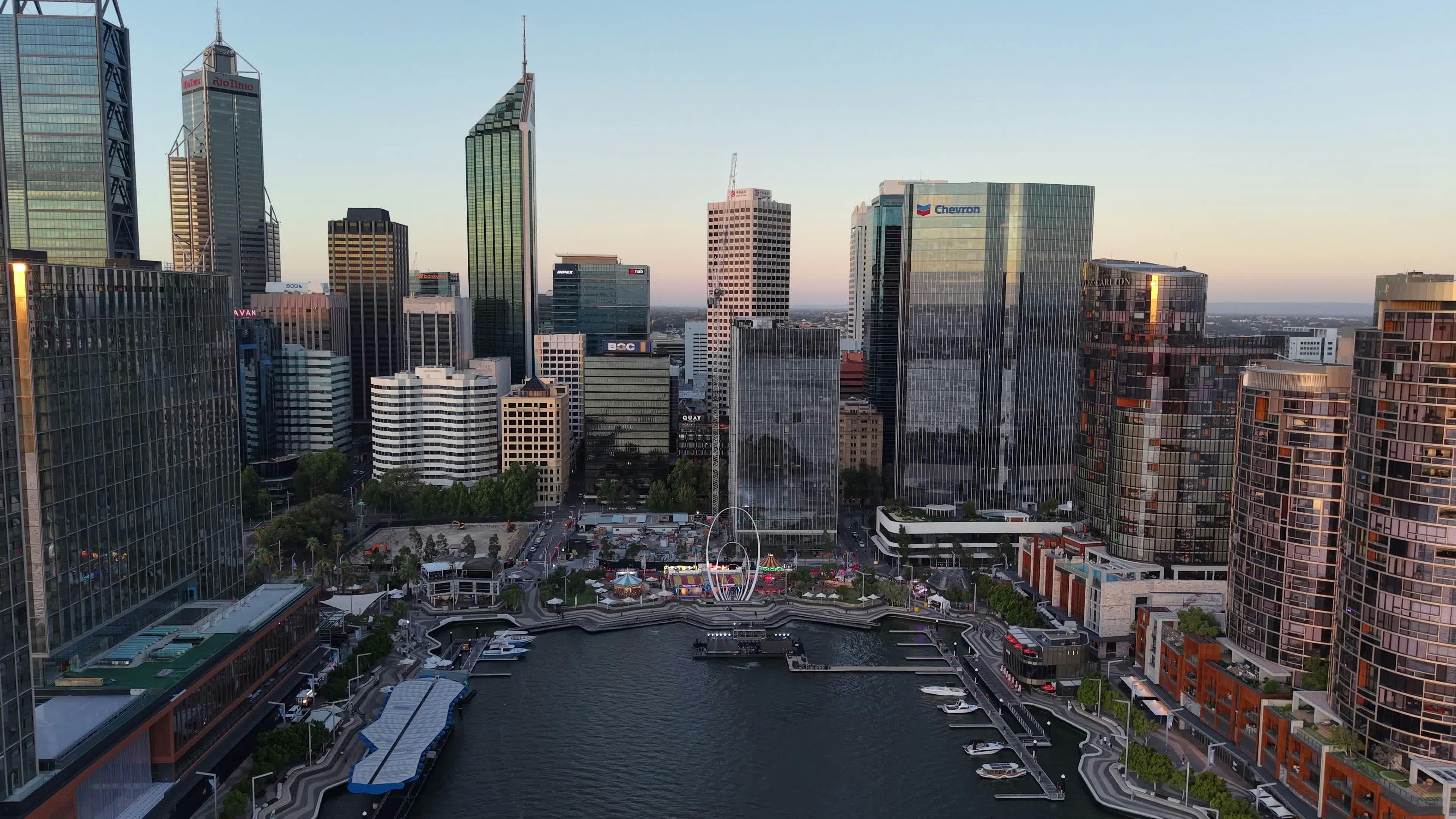 Aerial Evening View of Perth City Skyline Free Stock Video Footage ...