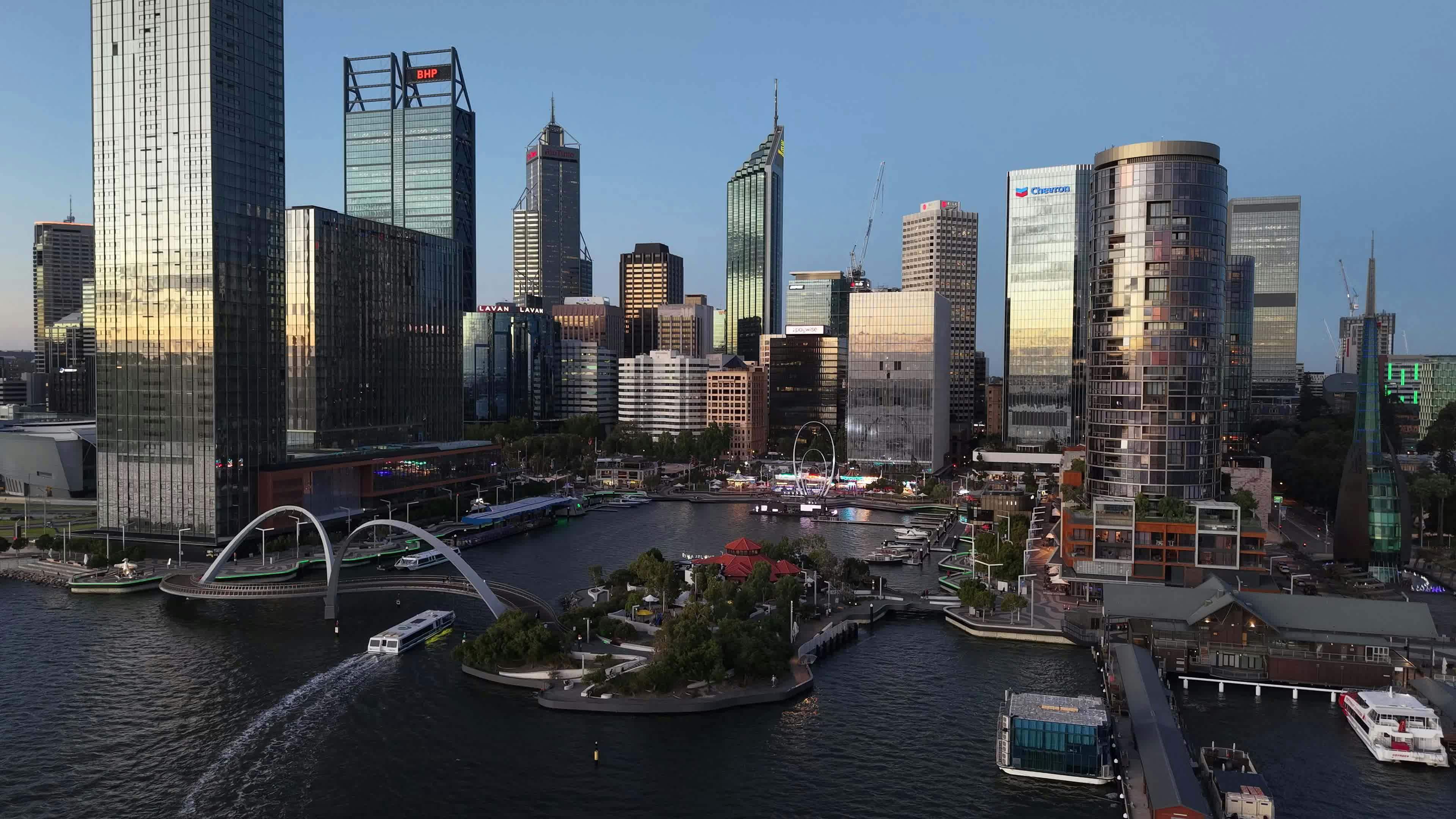 Aerial View of Perth's Modern Skyline Free Stock Video Footage, Royalty ...