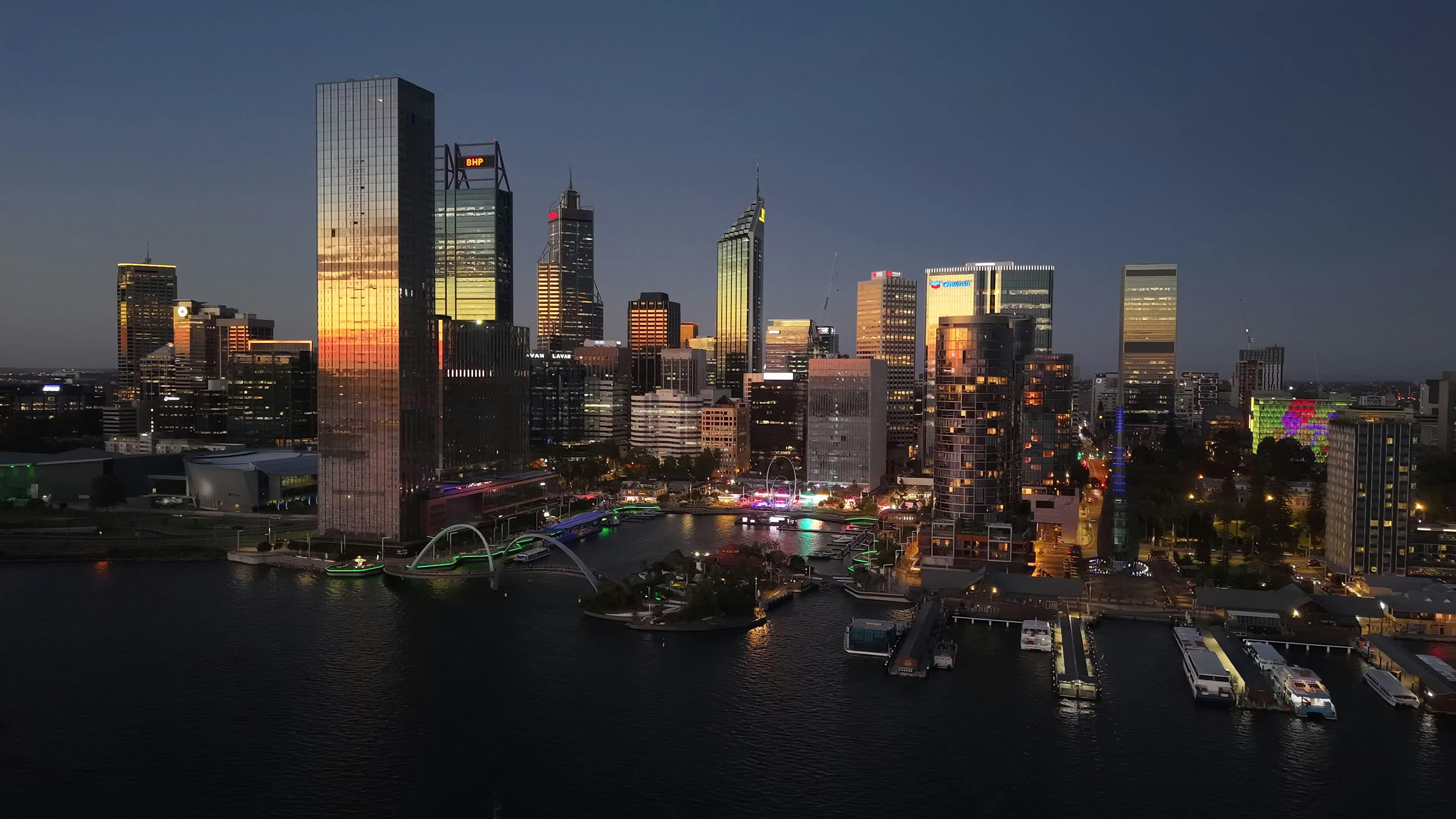 Stunning Aerial View of Perth City at Night Free Stock Video Footage ...