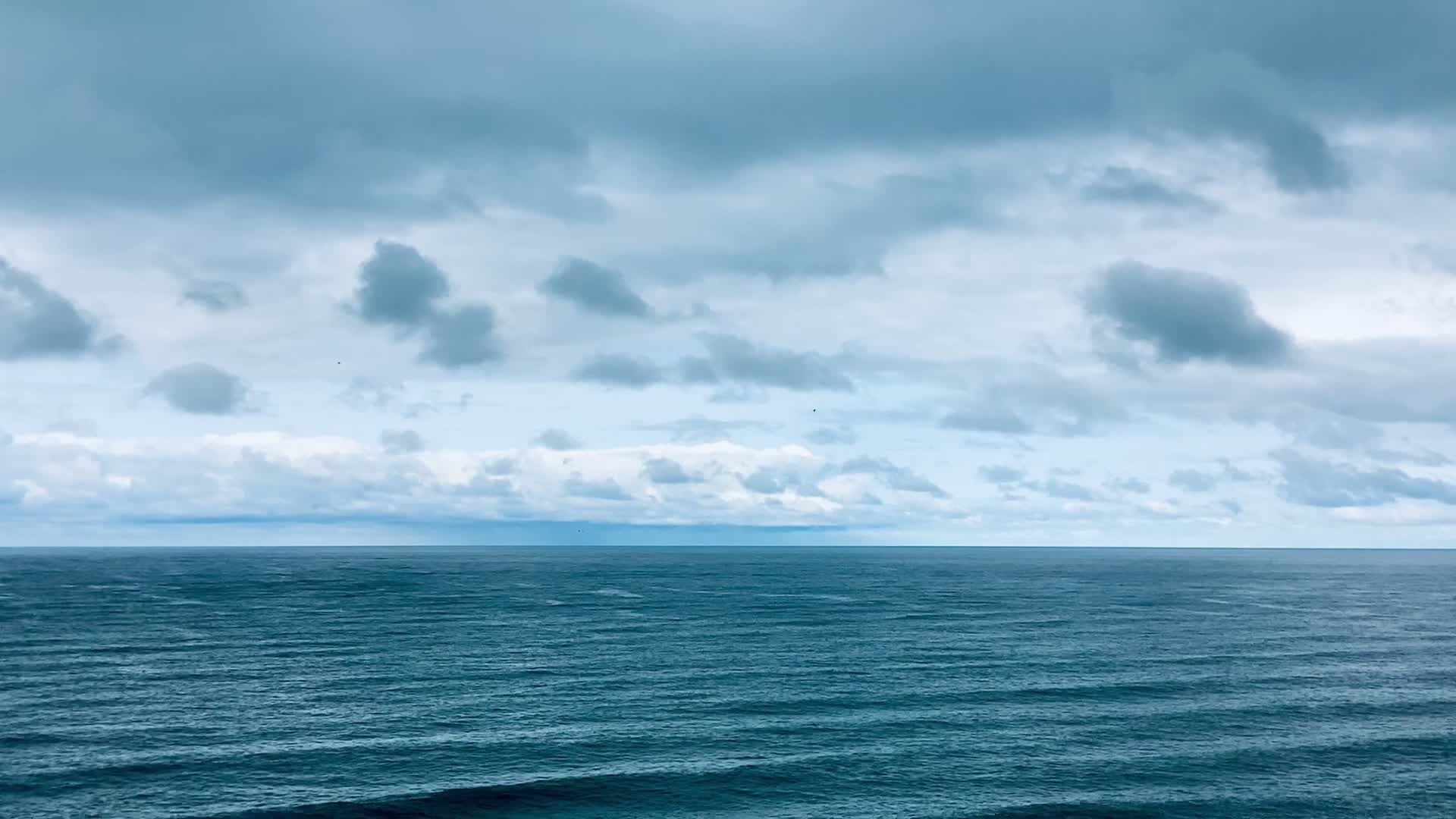 Calm Ocean Waves and Cloudy Sky Horizon Scenery Free Stock Video ...