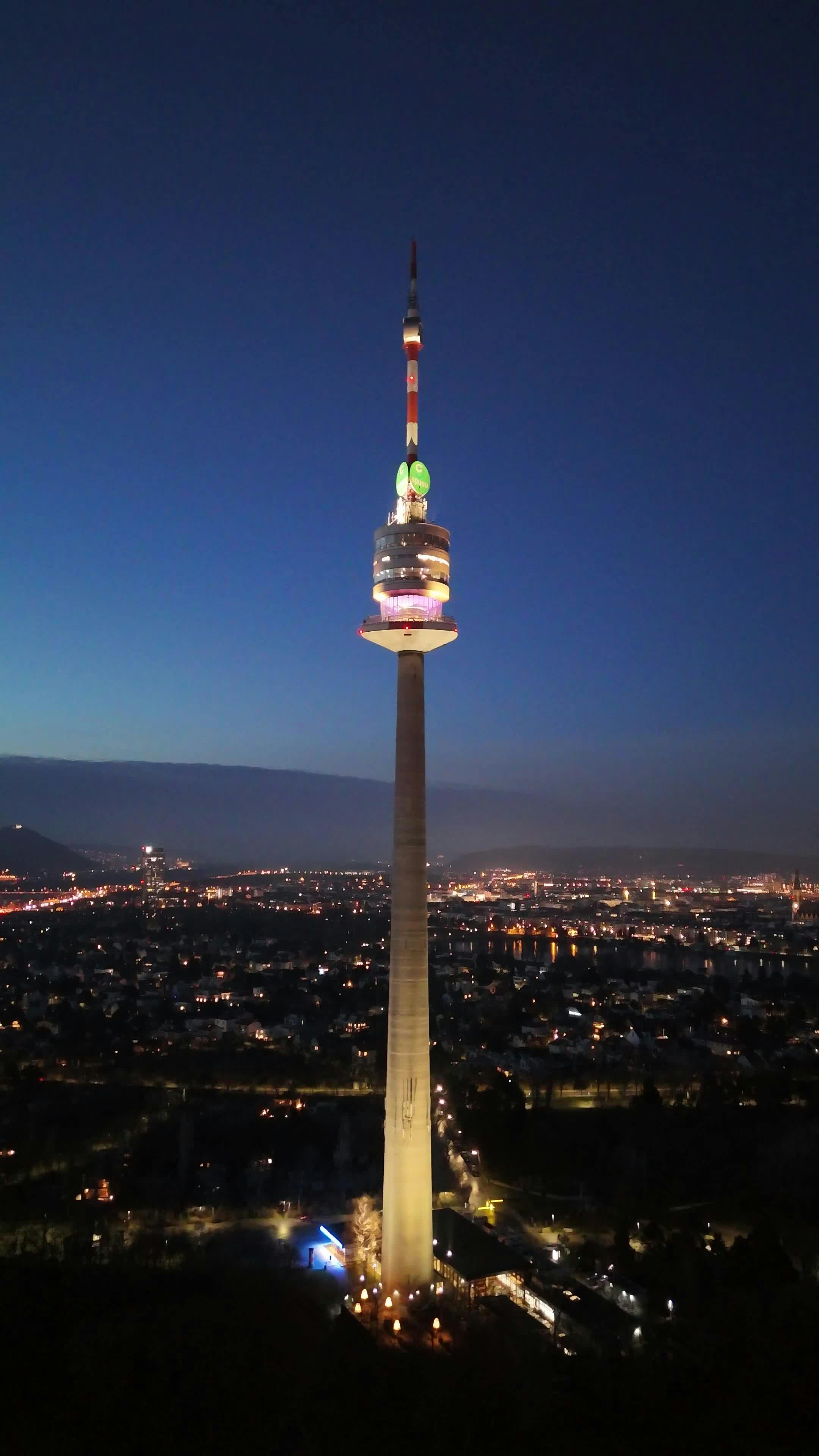 Majestic Night View of Lit Observation Tower Free Stock Video Footage ...