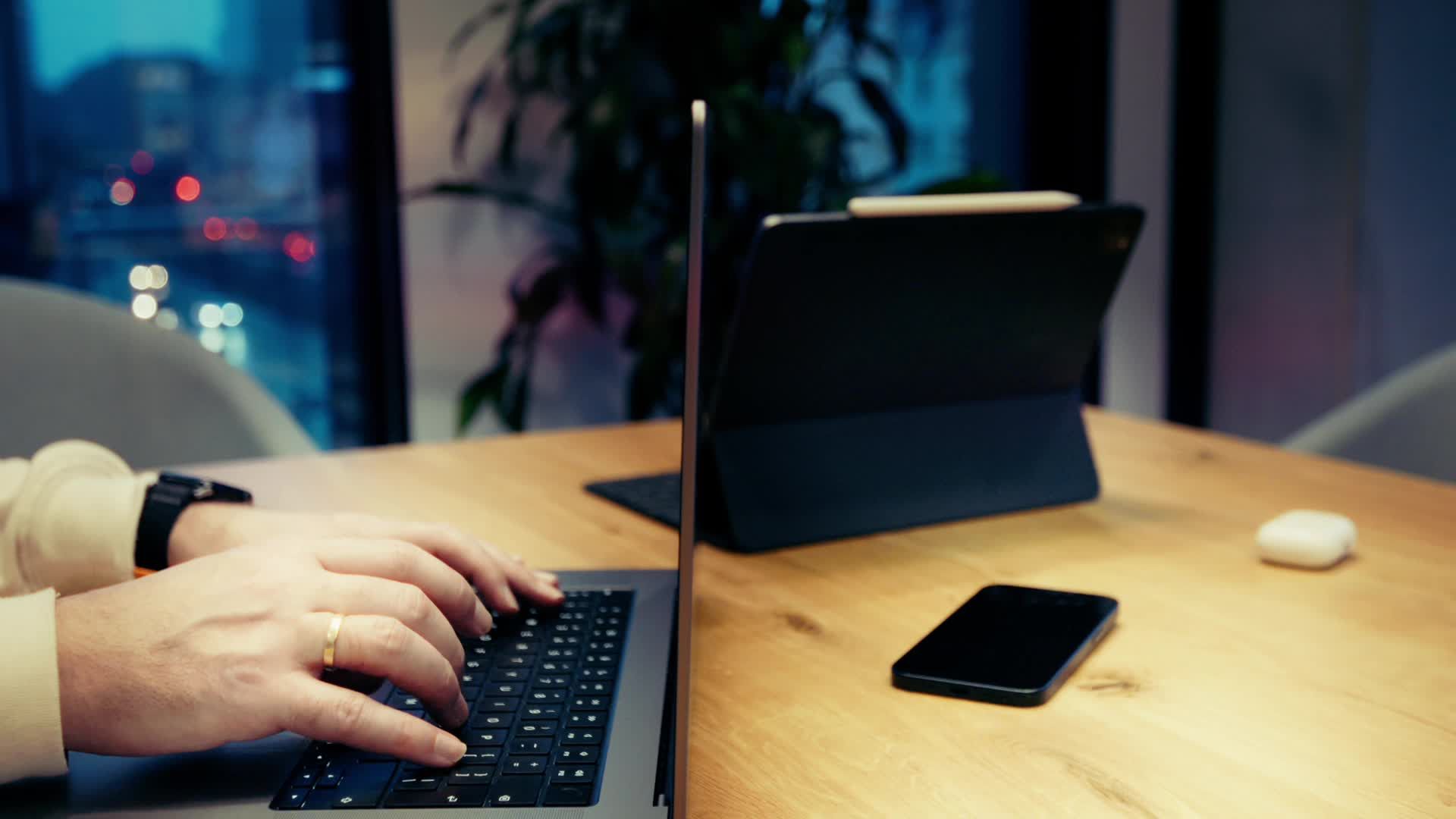 Nighttime Work with Laptop in Modern Office Free Stock Video Footage ...