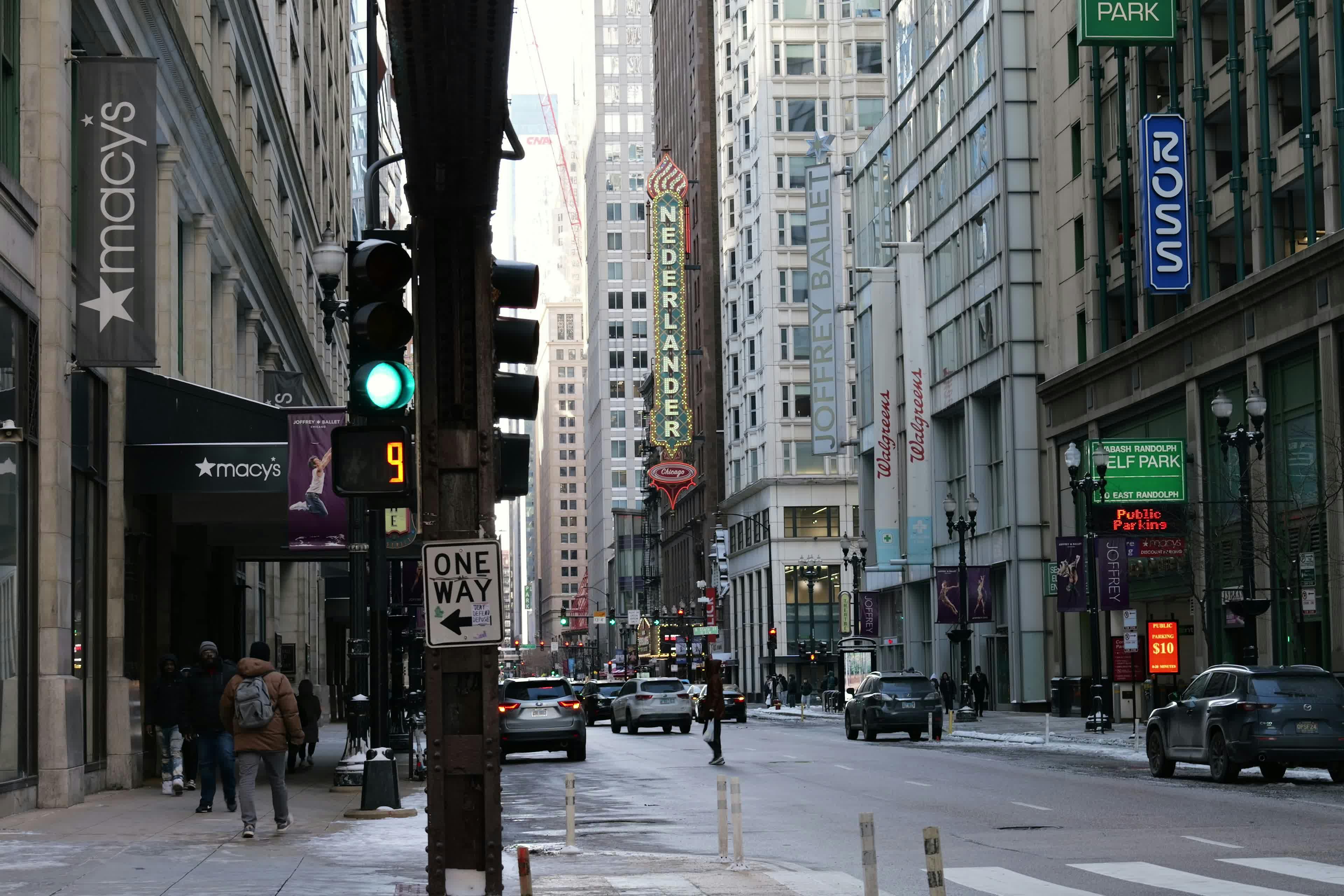 Vibrant Chicago Street Scene with Traffic and Shops Free Stock Video ...
