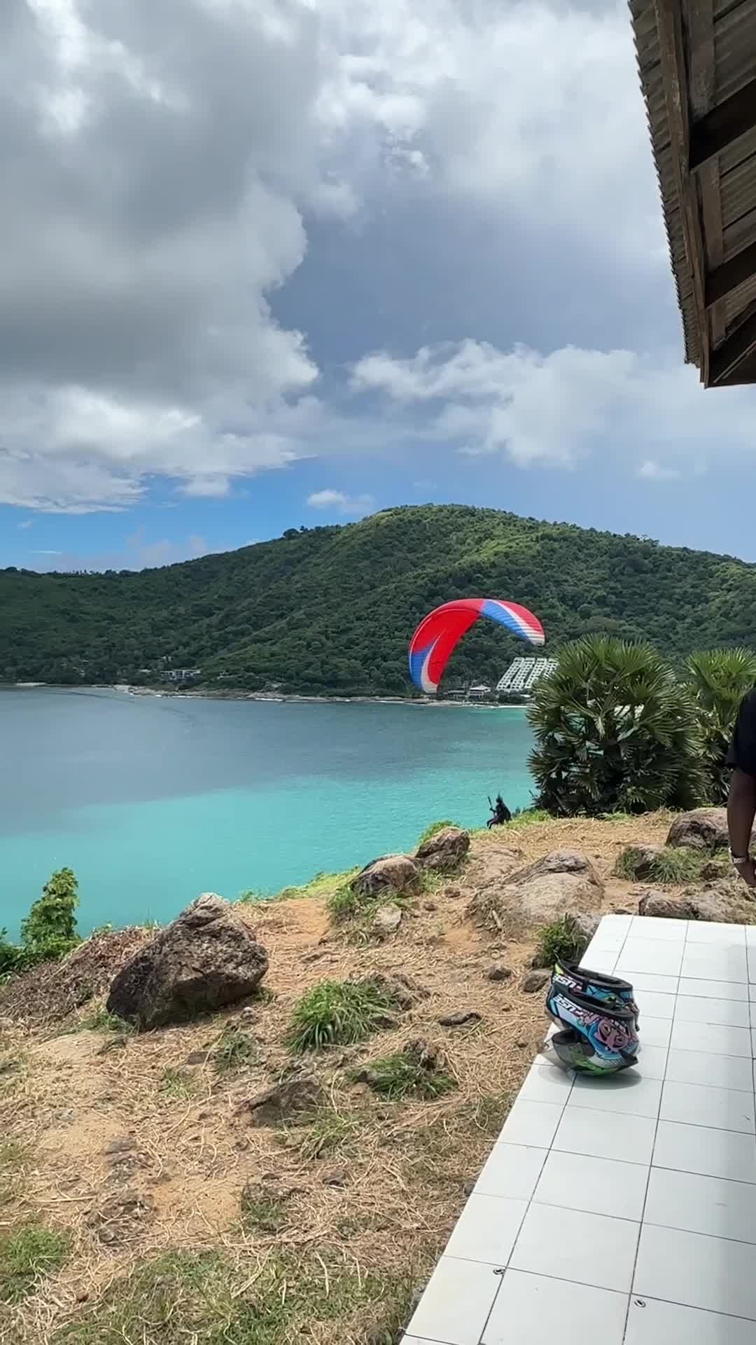 Scenic Paragliding Over Tropical Coastline Free Stock Video Footage ...