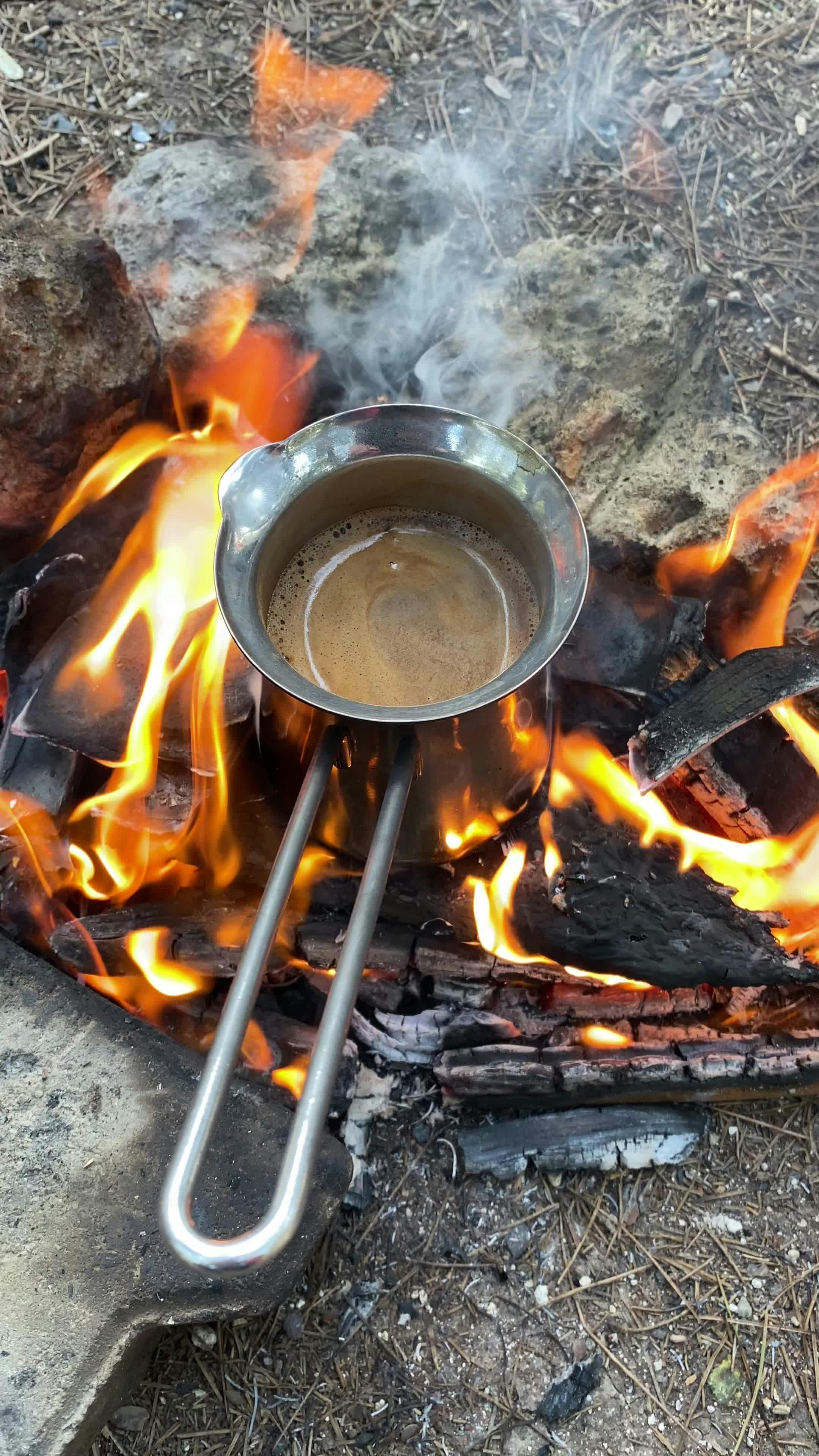 Outdoor Coffee Brewing with Portable Stove Free Stock Video Footage ...