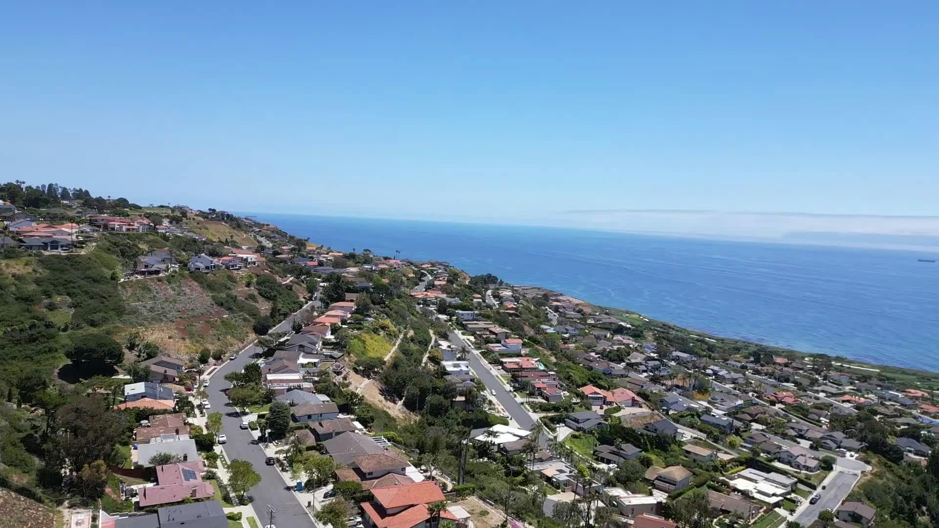 Scenic Aerial View of Rancho Palos Verdes Coast Free Stock Video ...