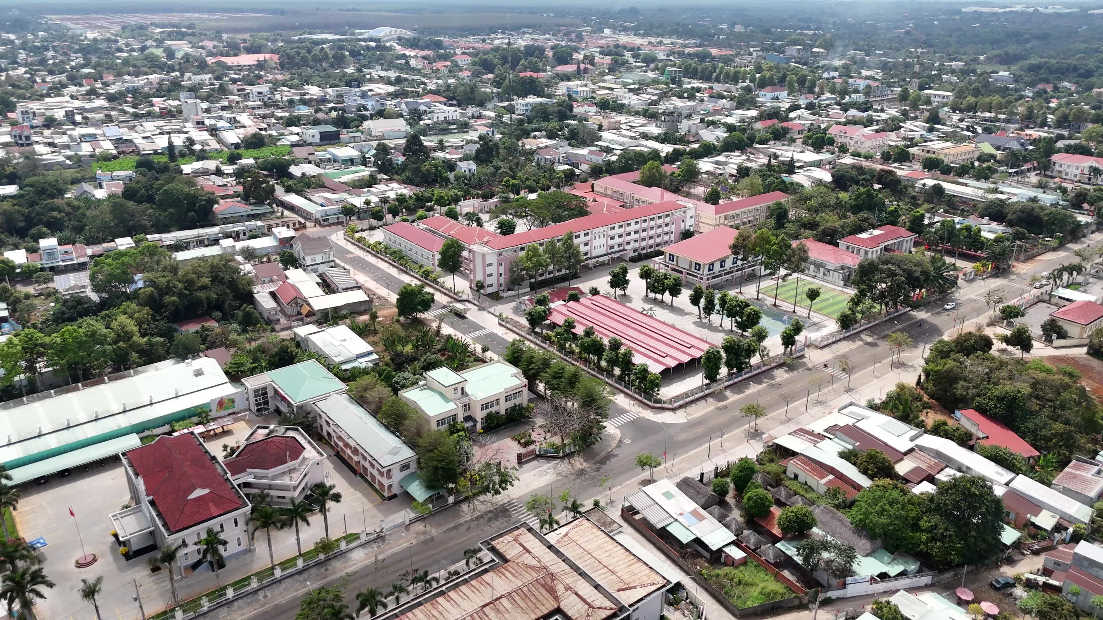 Aerial View of School Campus in Town Free Stock Video Footage, Royalty ...