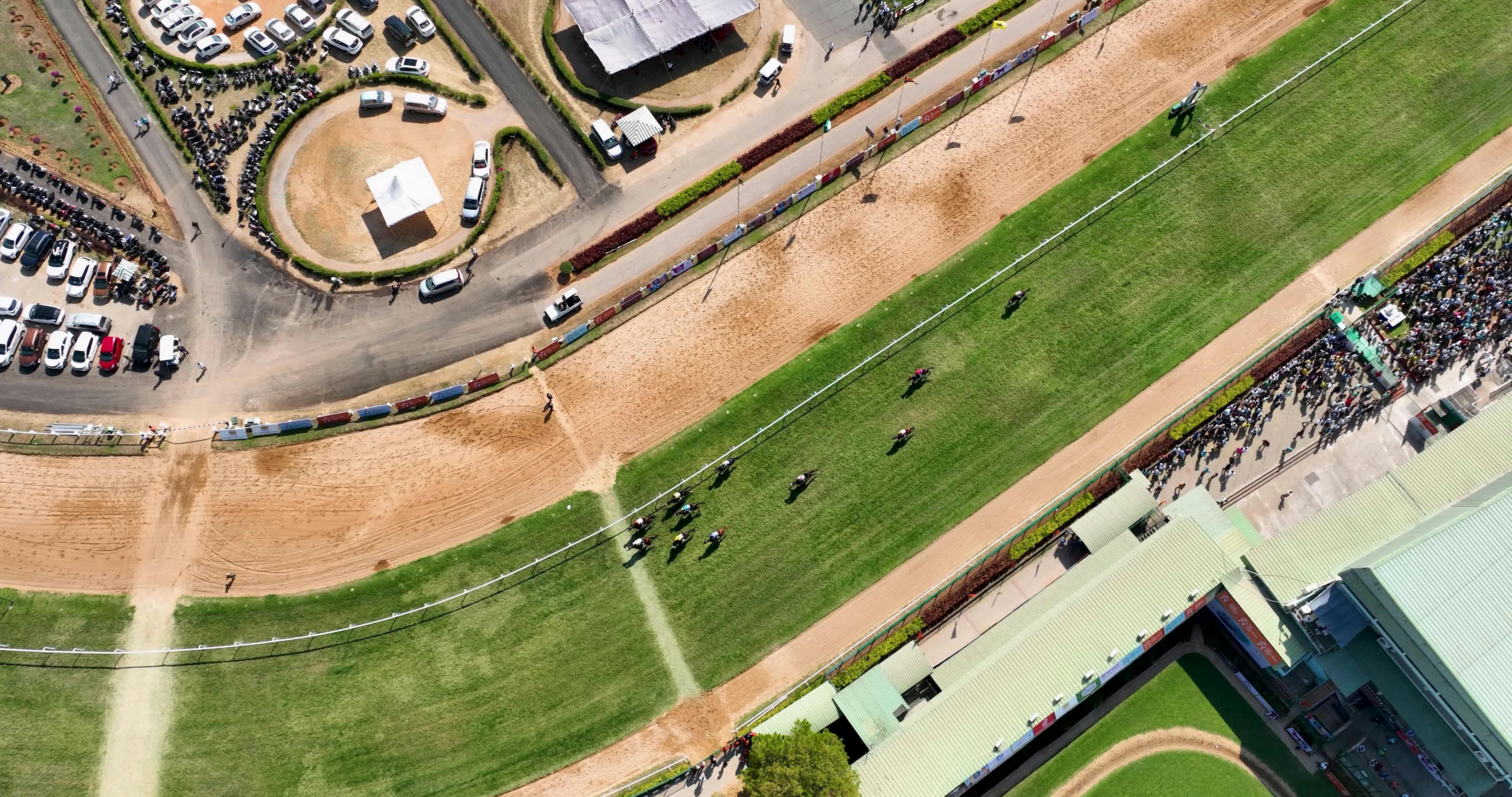 Aerial View of Exciting Horse Race Track Event Free Stock Video Footage ...