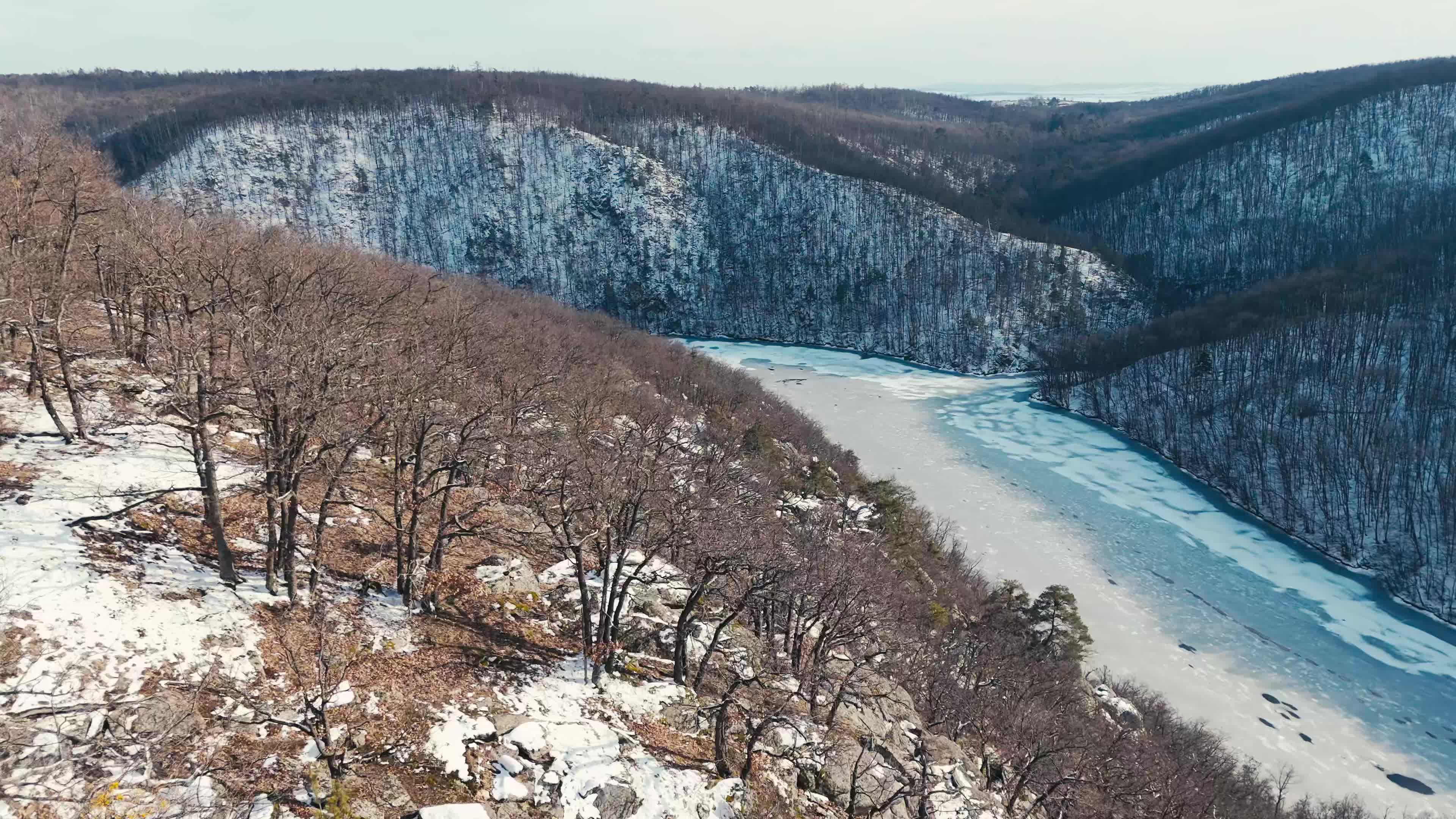 Aerial View of Snowy River Valley in Winter Free Stock Video Footage ...