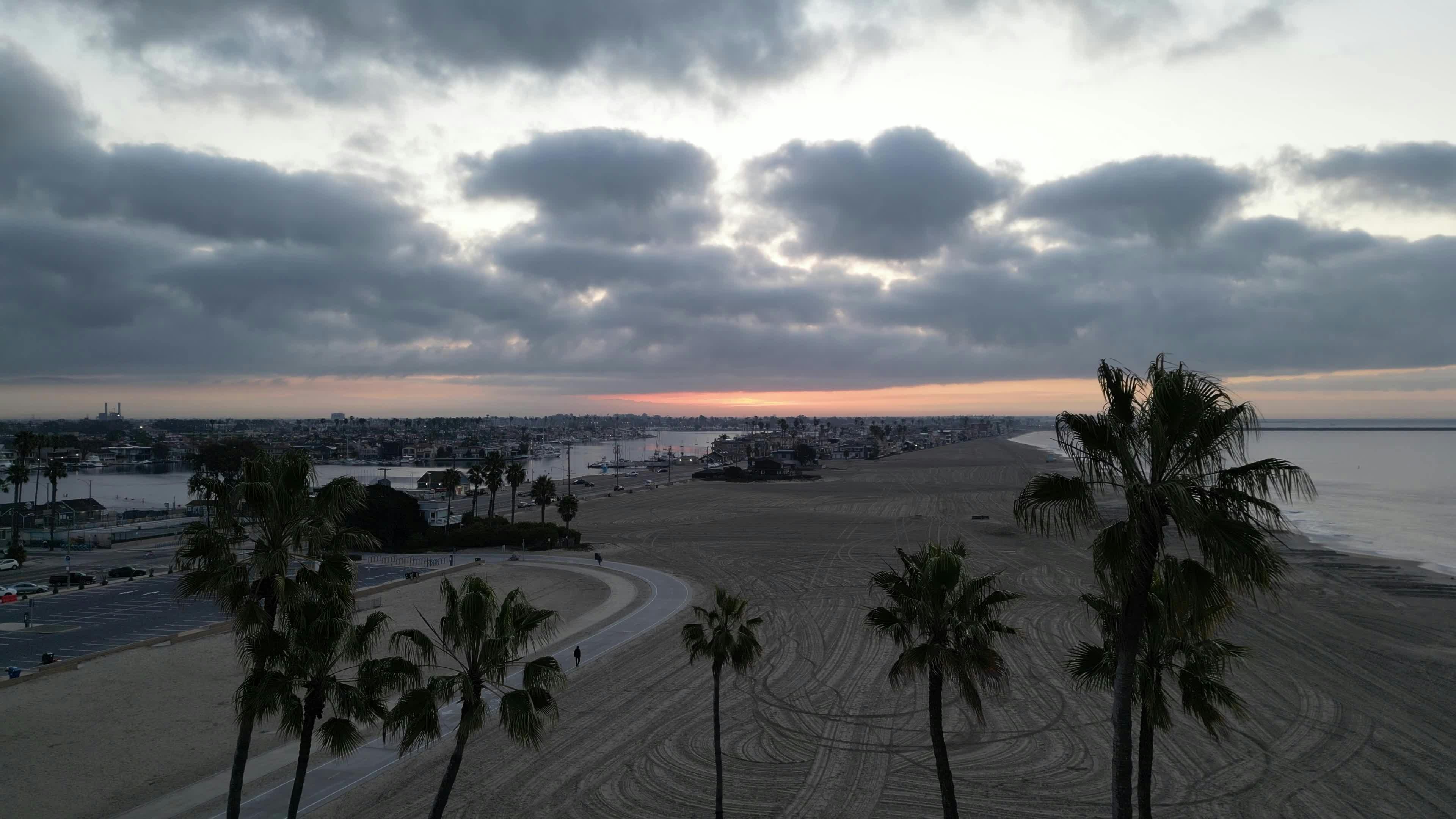 Sunrise Over Long Beach California Coastline Free Stock Video Footage ...
