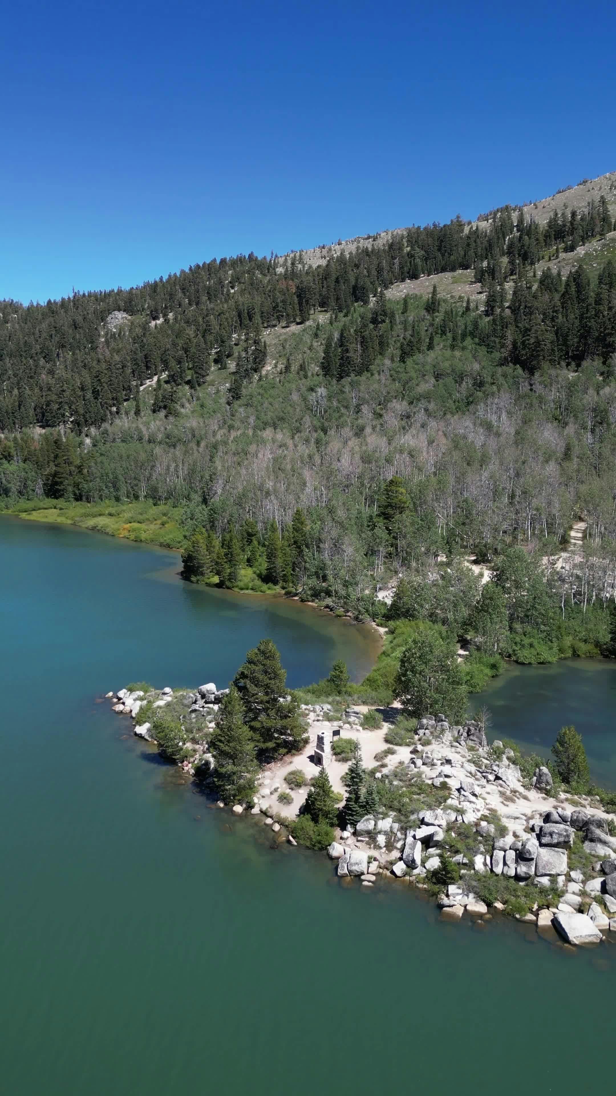 Stunning Aerial View of Mountainous Lakeside Scenery Free Stock Video ...