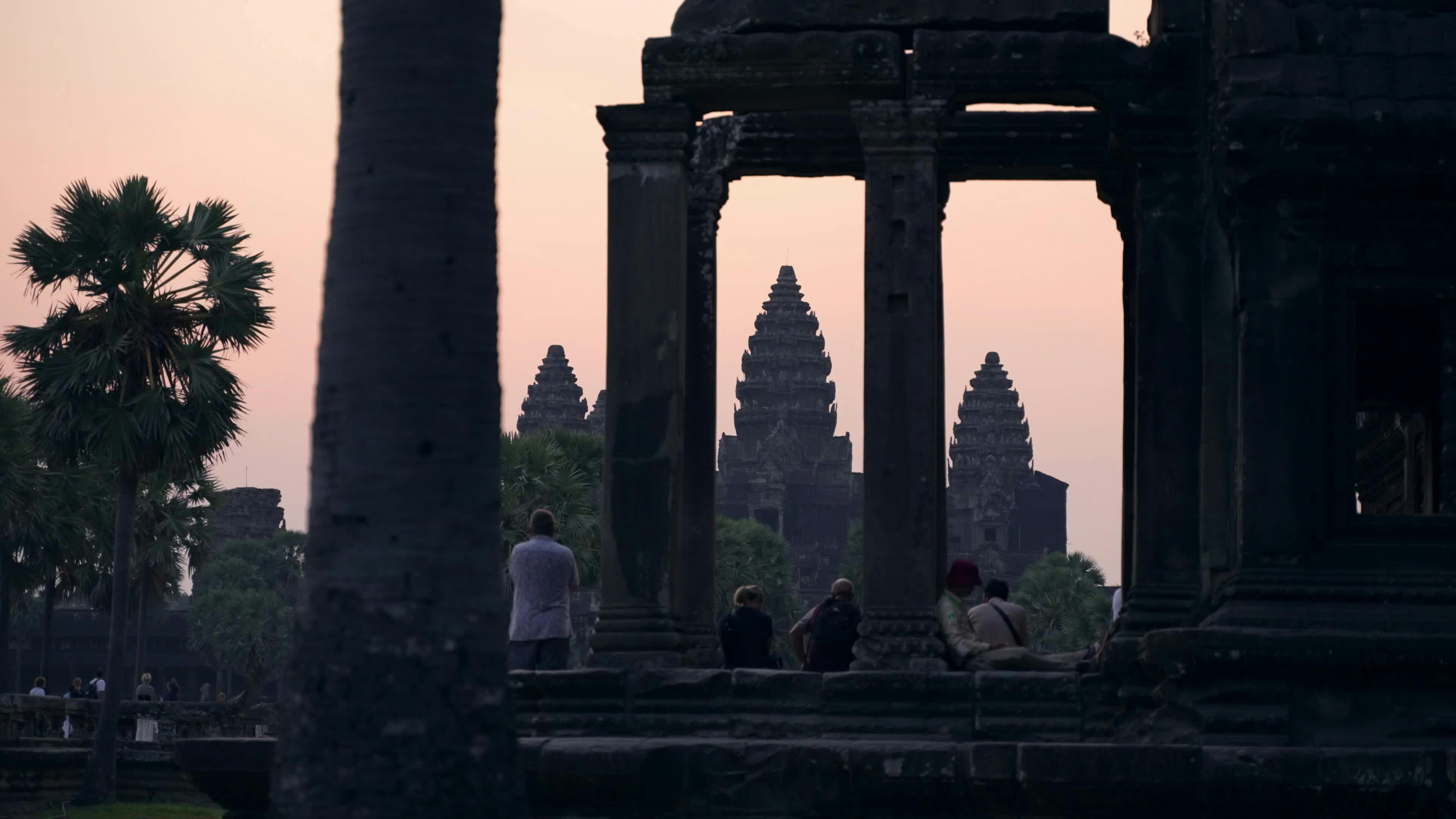 Sunset View of Angkor Wat Temple Ruins Free Stock Video Footage ...