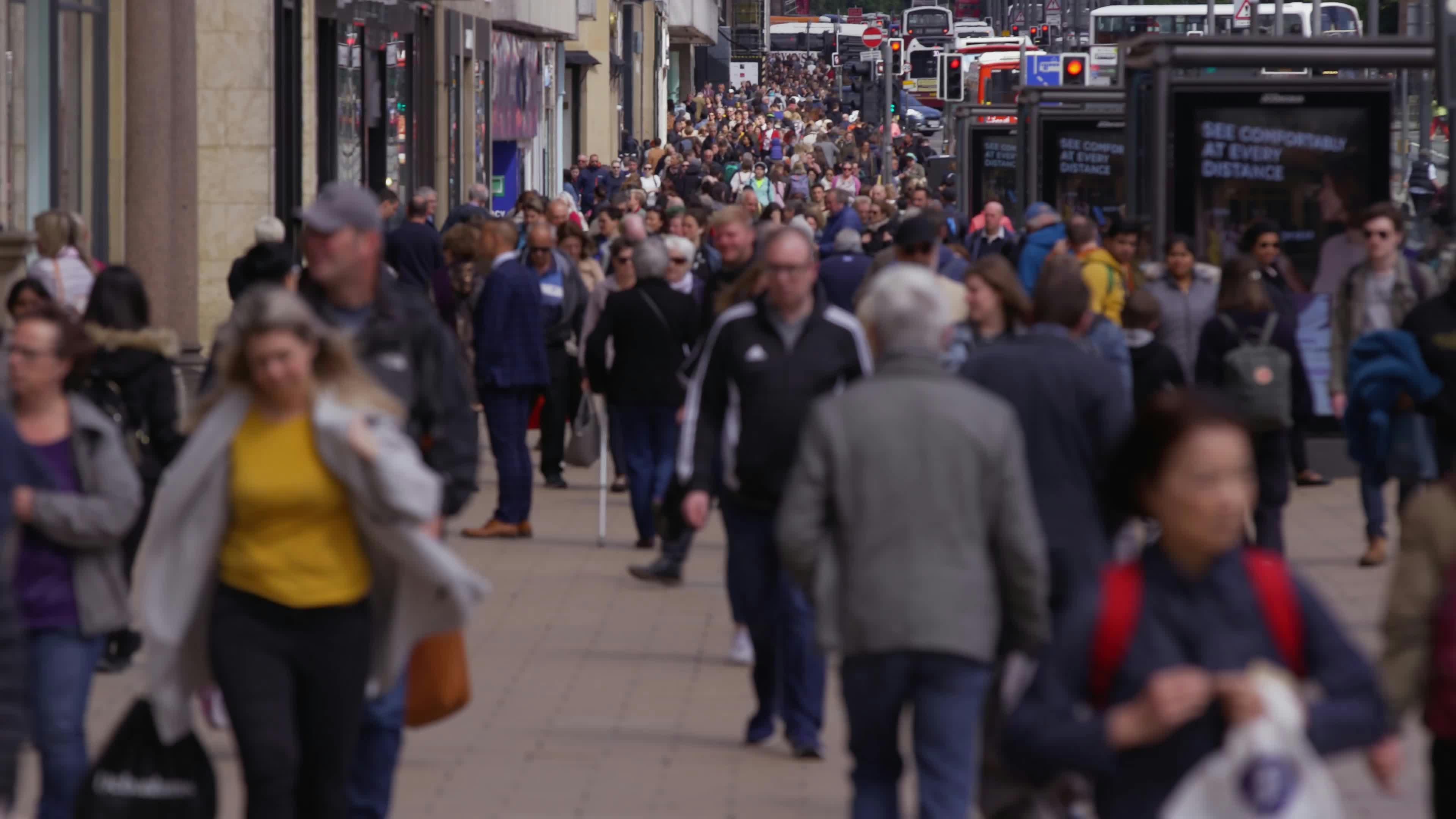 Busy Edinburgh Street Crowded with Shoppers Free Stock Video Footage ...