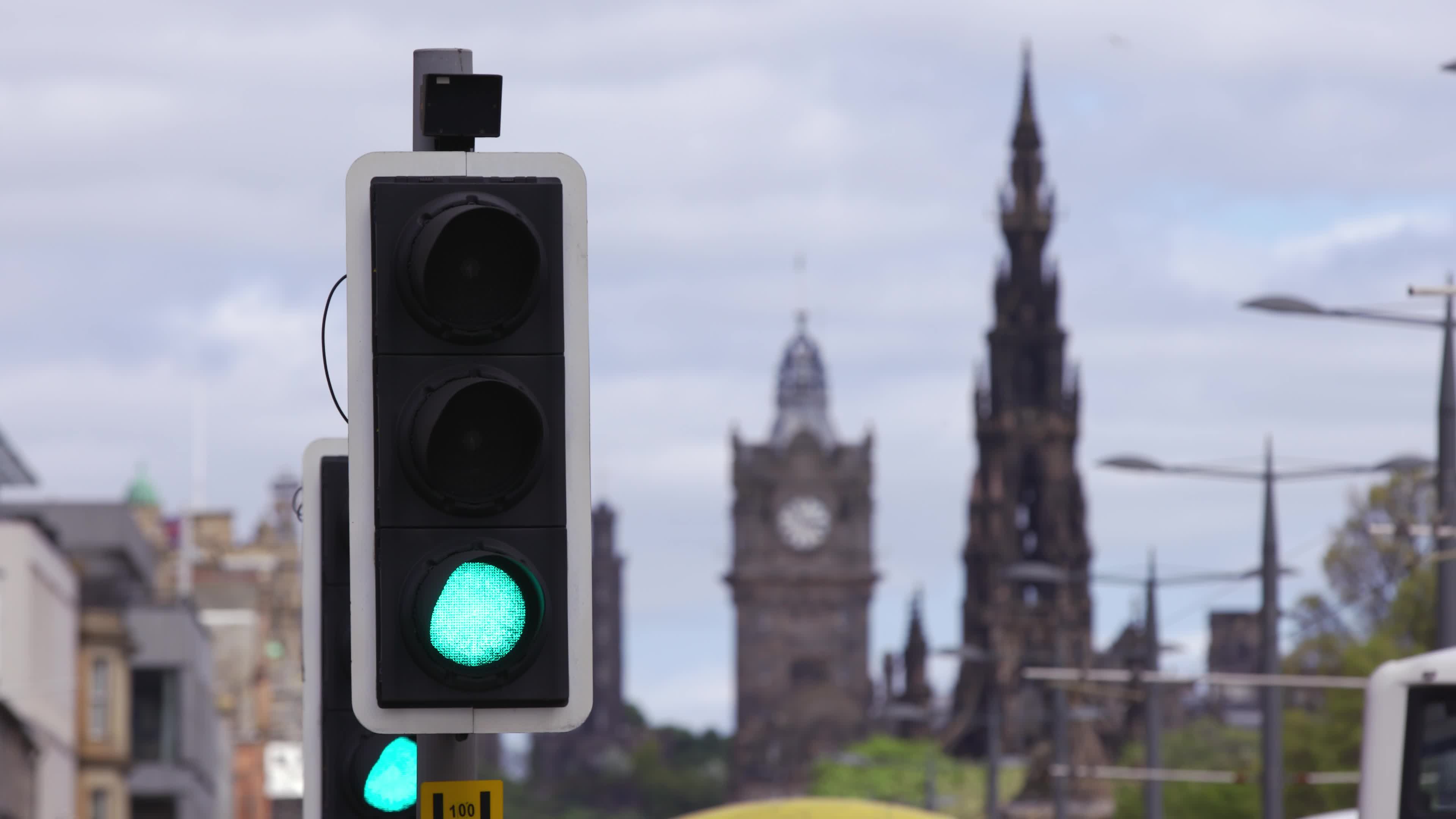 Traffic Light Transition in Edinburgh Cityscape Free Stock Video ...