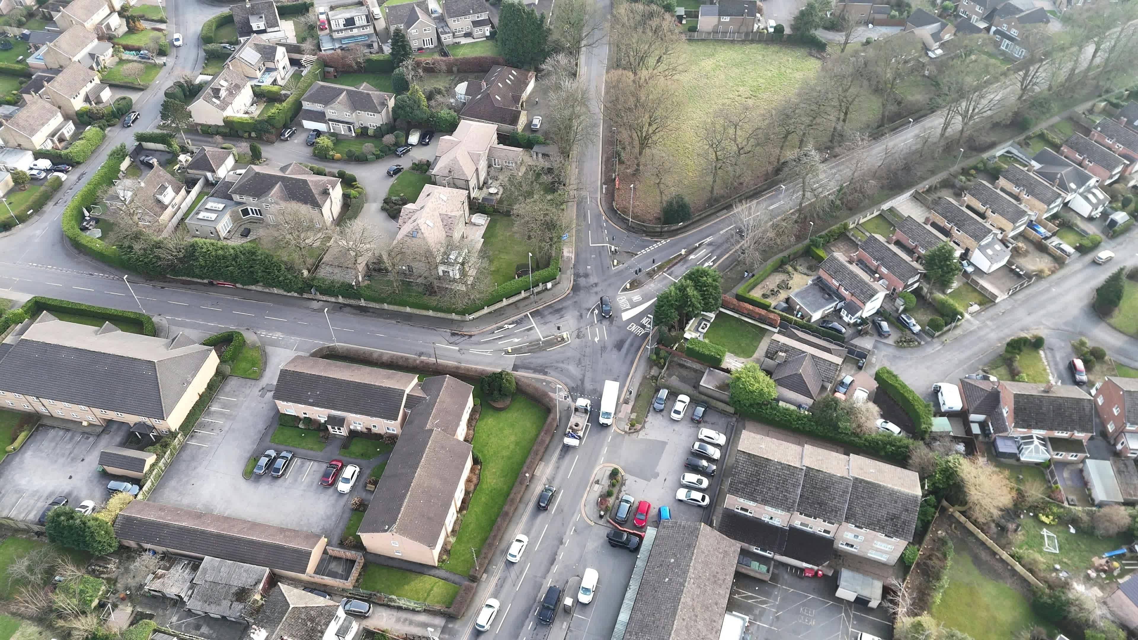 Aerial View of Residential Neighborhood Intersection Free Stock Video ...