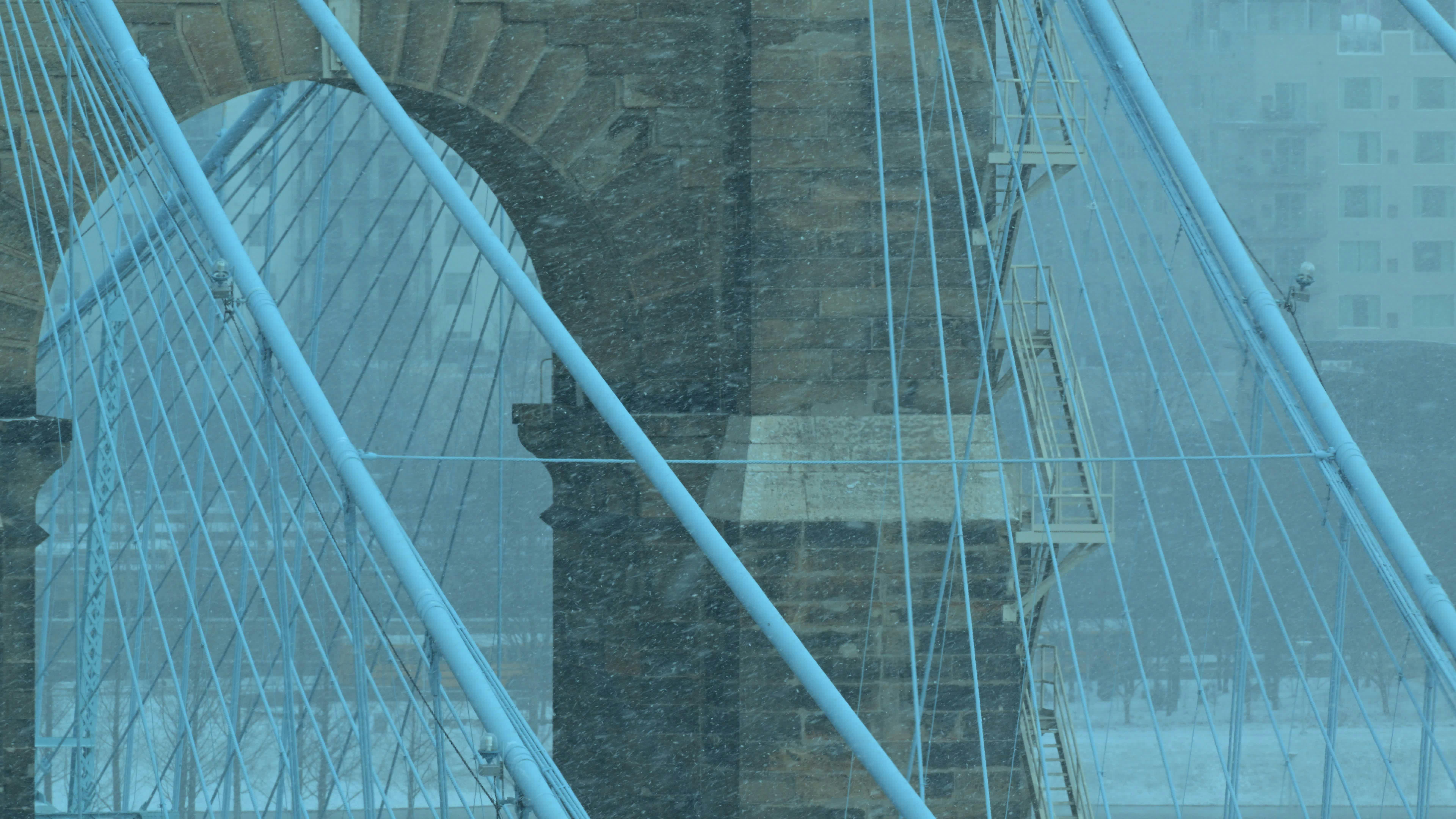 Snowfall on Iconic Bridge Structure Free Stock Video Footage, Royalty ...