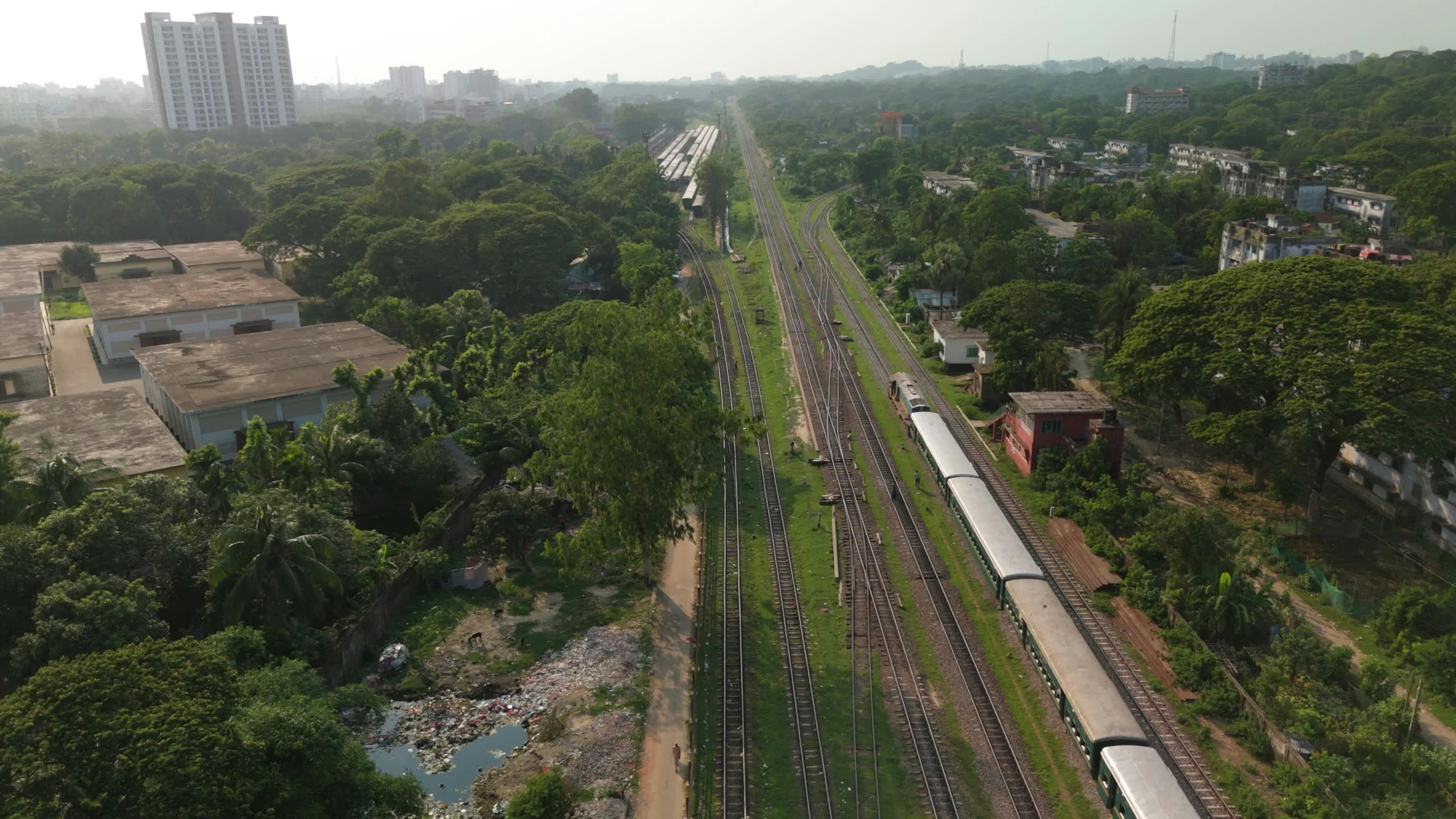 Aerial View of Chattogram Railway Tracks Free Stock Video Footage ...