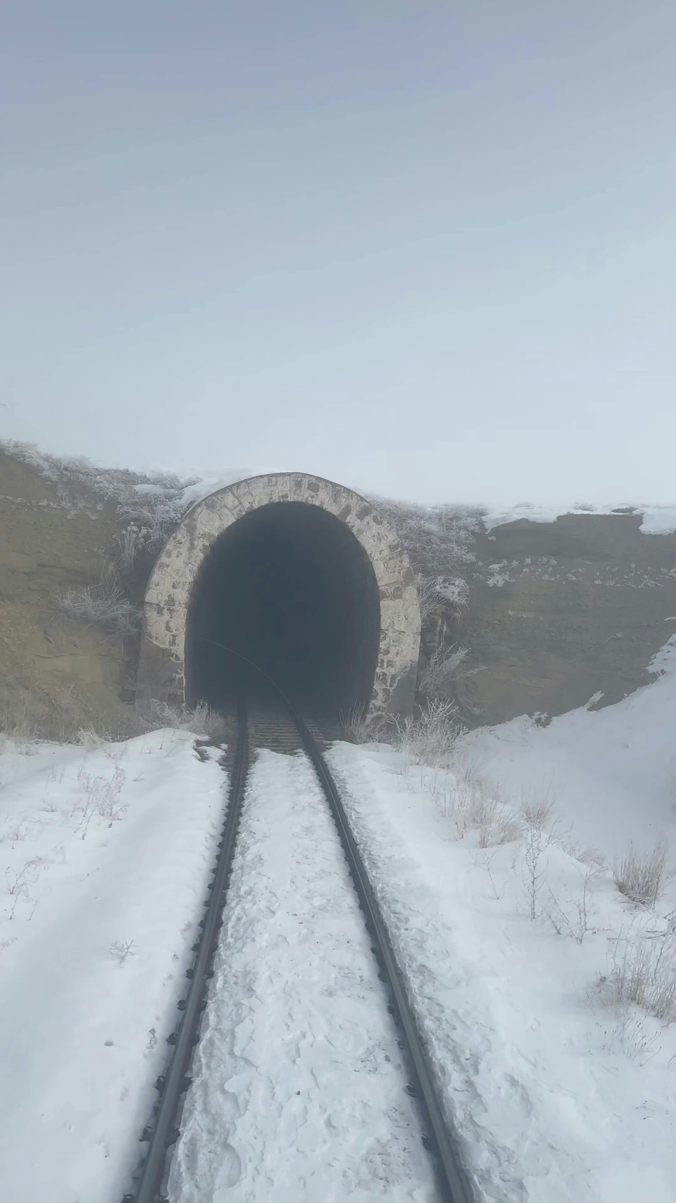 Snowy Train Tunnel and Tracks in Winter Free Stock Video Footage ...