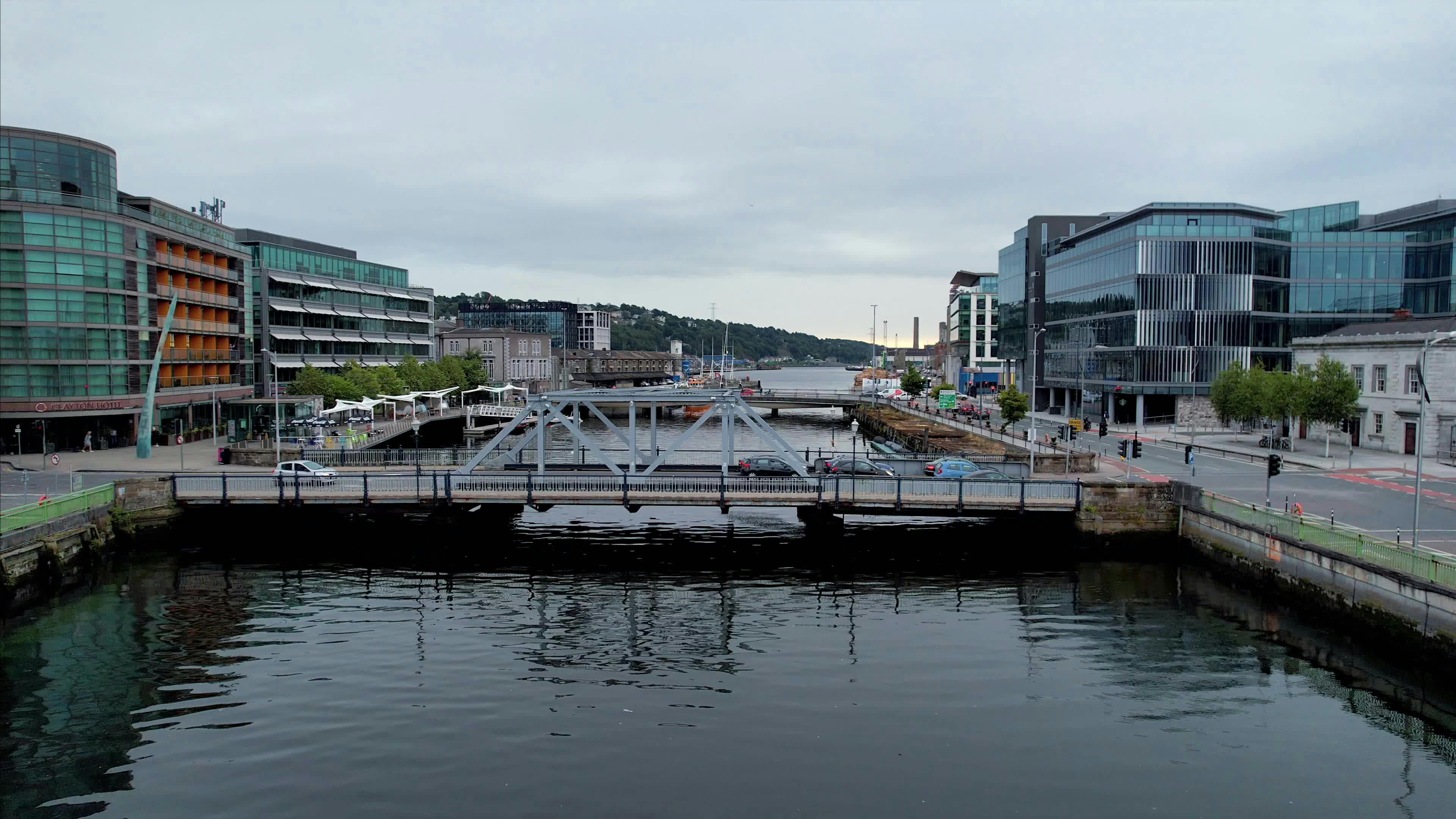 Modern Cityscape with Waterfront Bridge Free Stock Video Footage ...