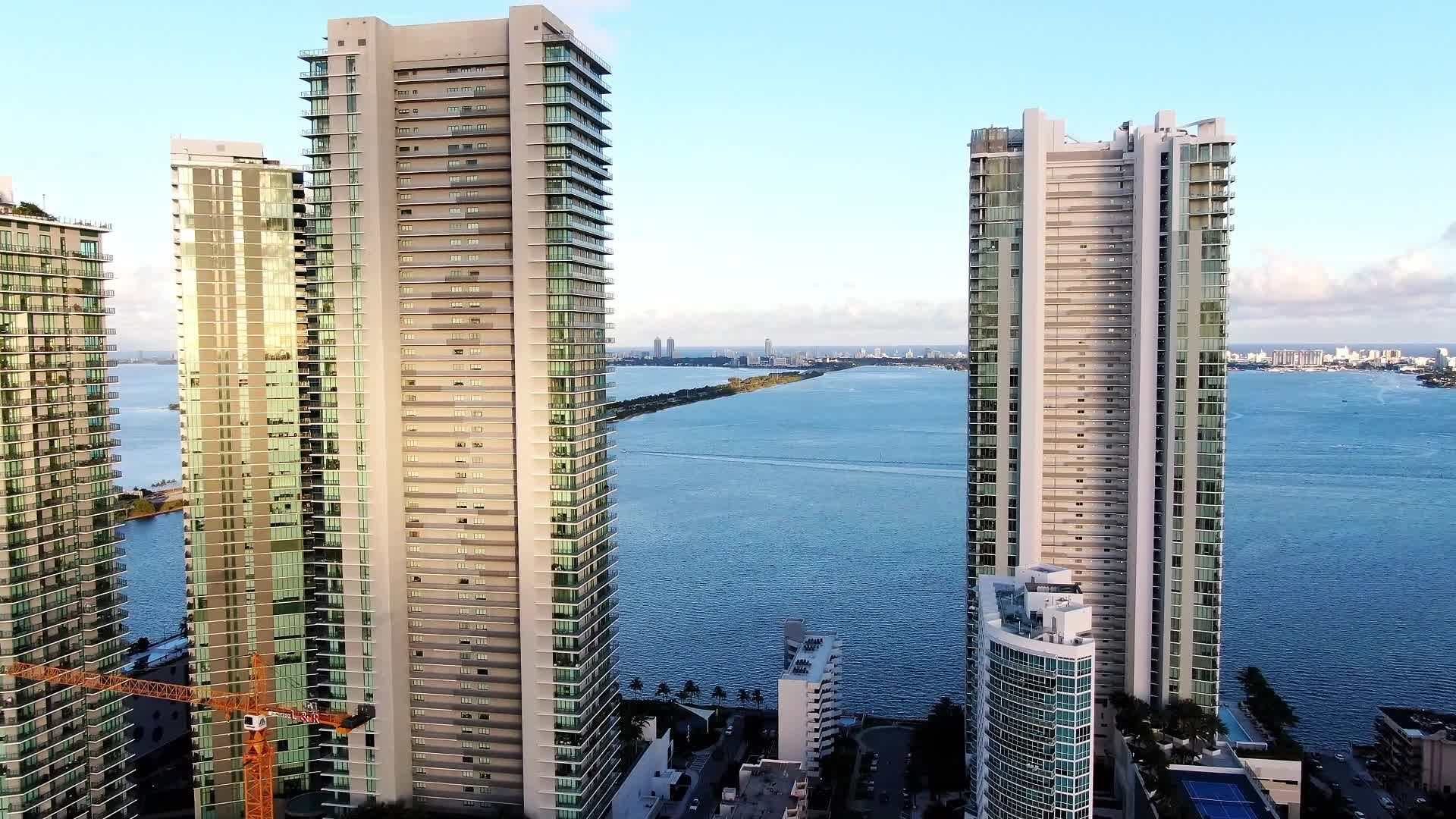 Aerial View of Miami Highrise Skyscrapers Free Stock Video Footage ...