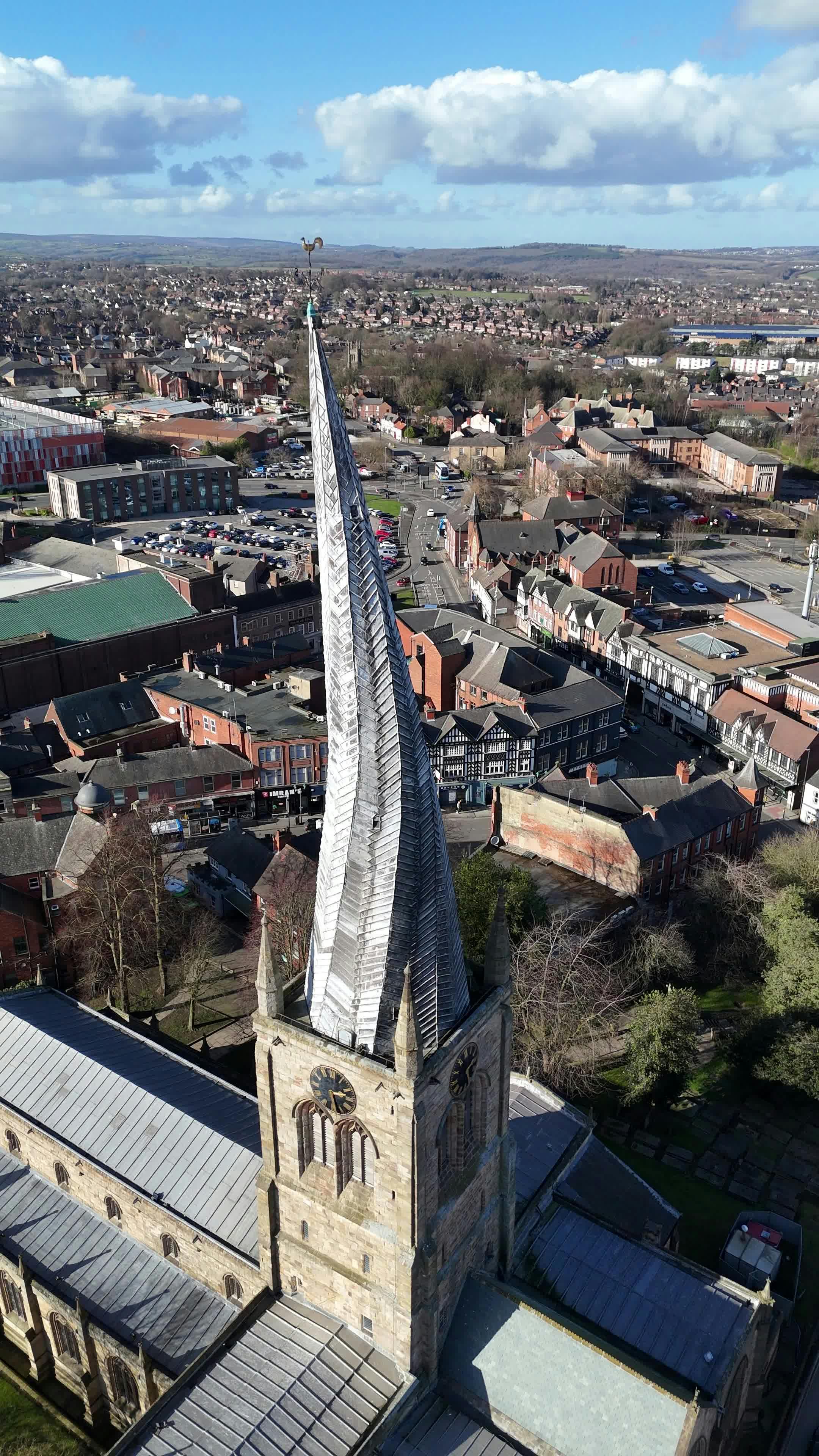 Aerial View of Historic Church in Chesterfield Free Stock Video Footage ...