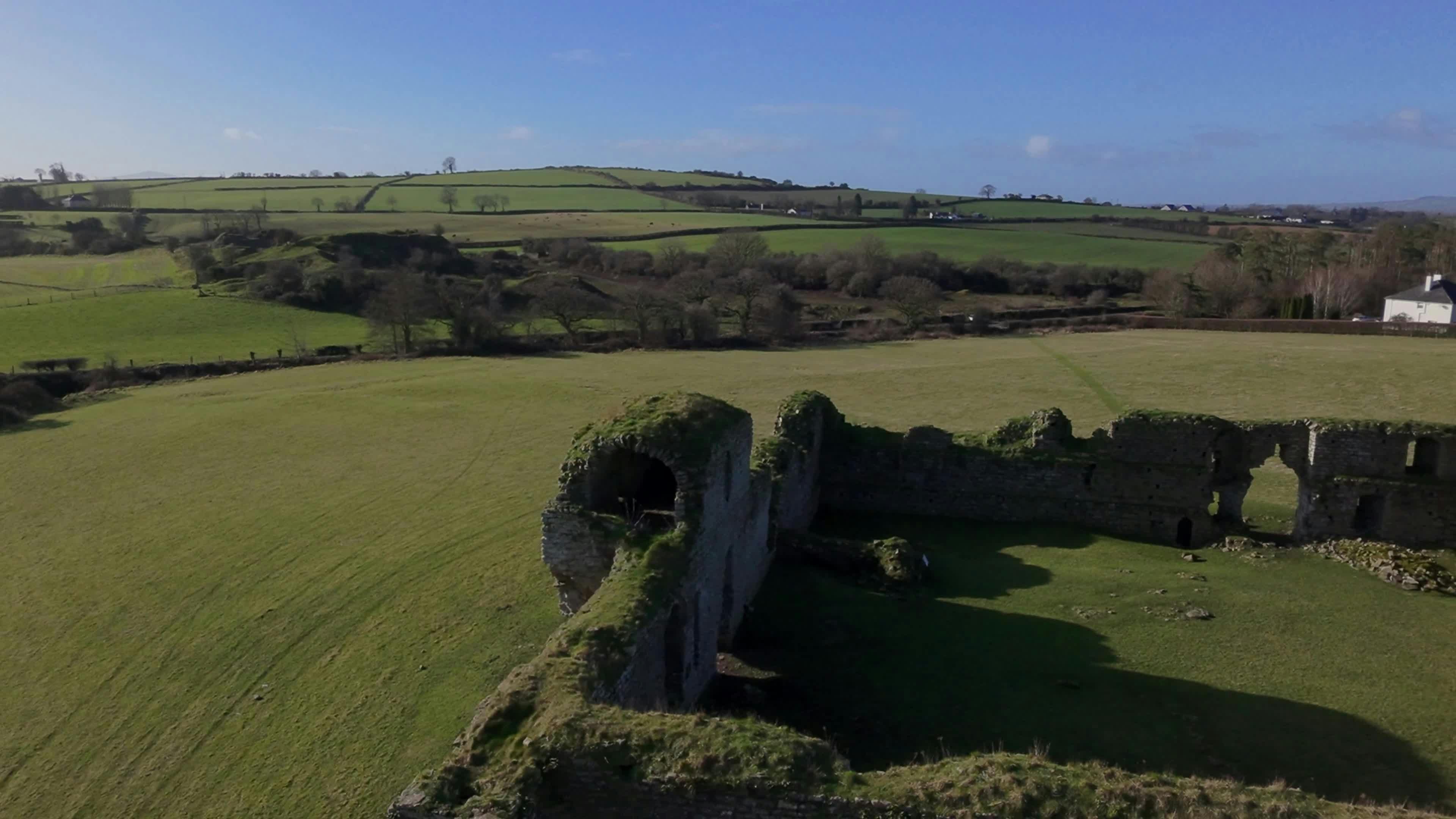Aerial Drone View of Abandoned Irish Countryside Castle Free Stock ...