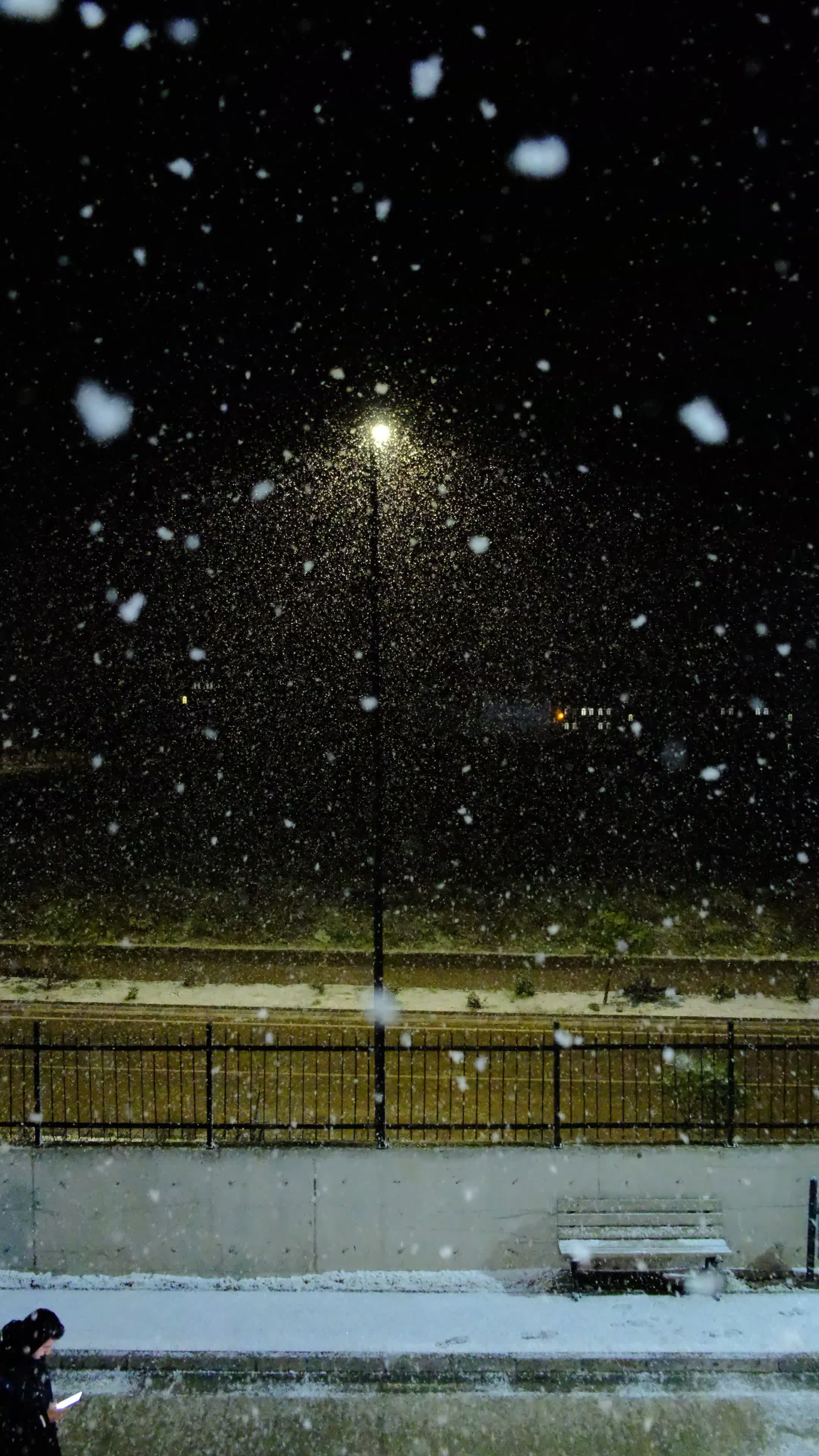 Nighttime Snowfall Under Streetlight Free Stock Video Footage, Royalty ...