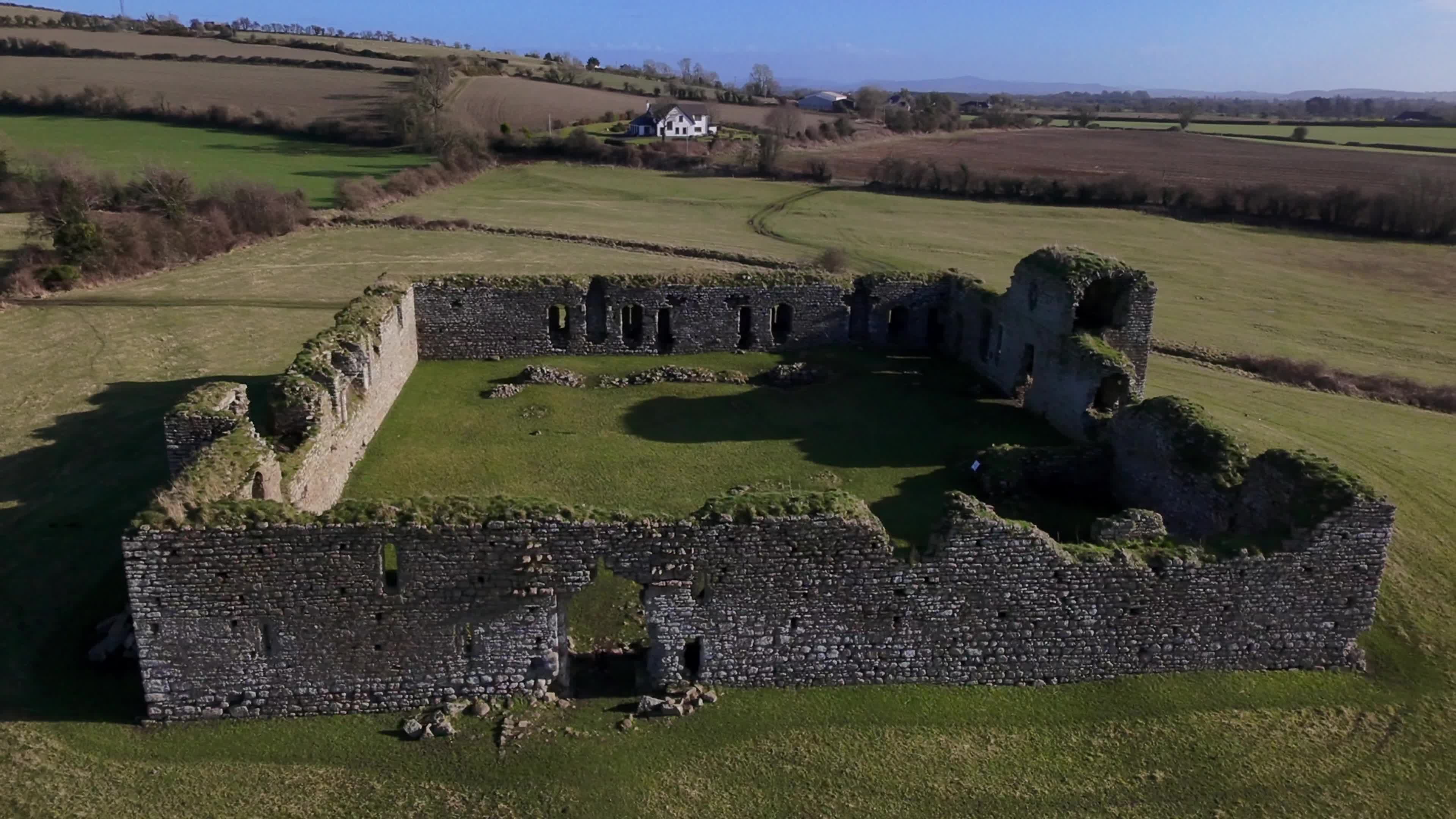 Aerial View Of A Castle Surrounded By Grassland Free Stock Video ...