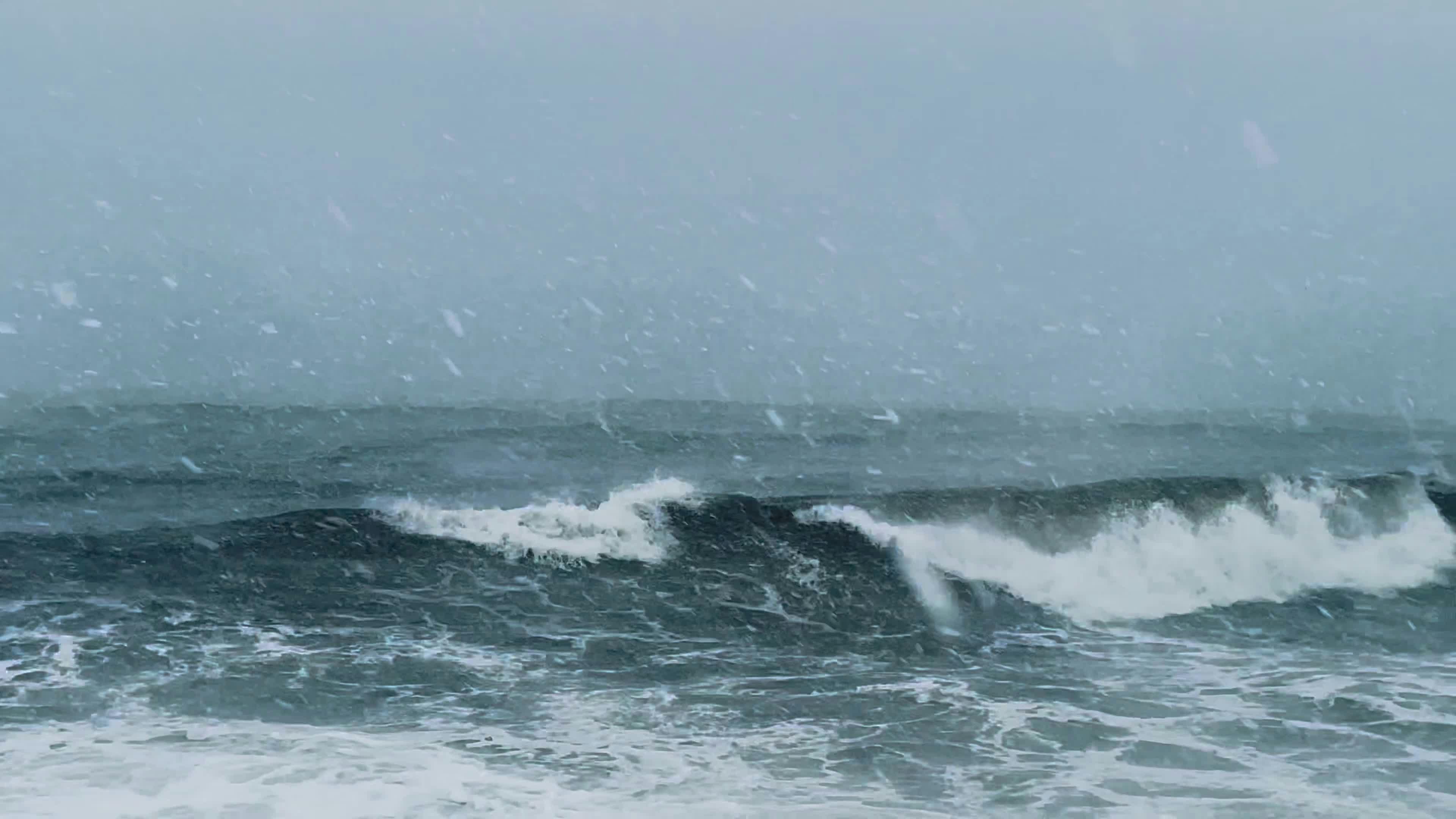 Snowy Waves Crashing on a Winter Beach Free Stock Video Footage ...