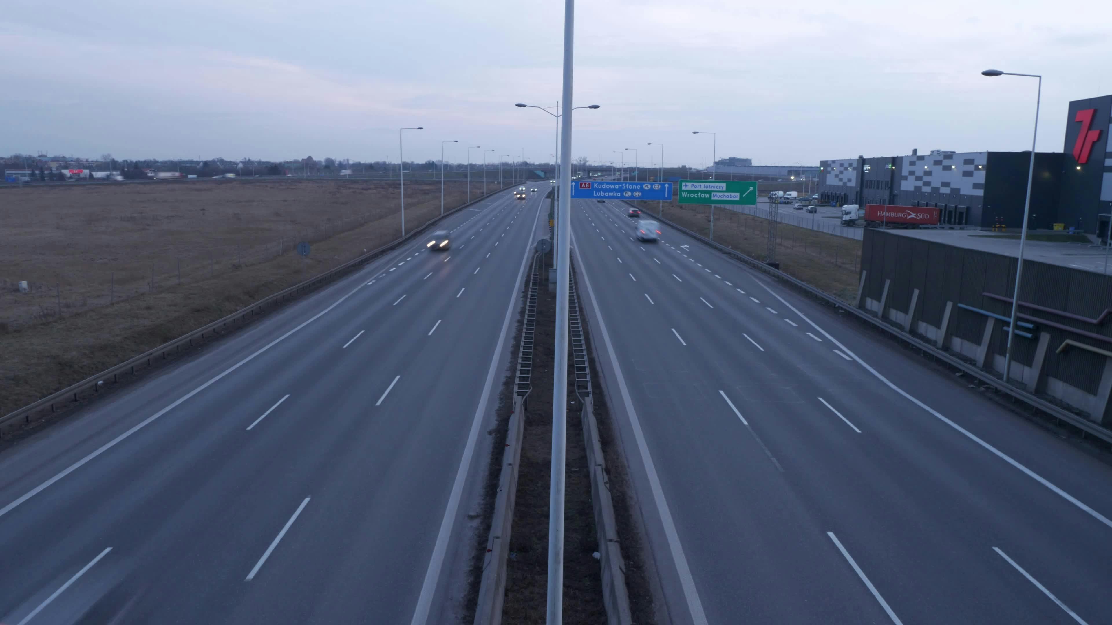 Aerial View of Fast-Moving Traffic on Freeway Free Stock Video Footage ...
