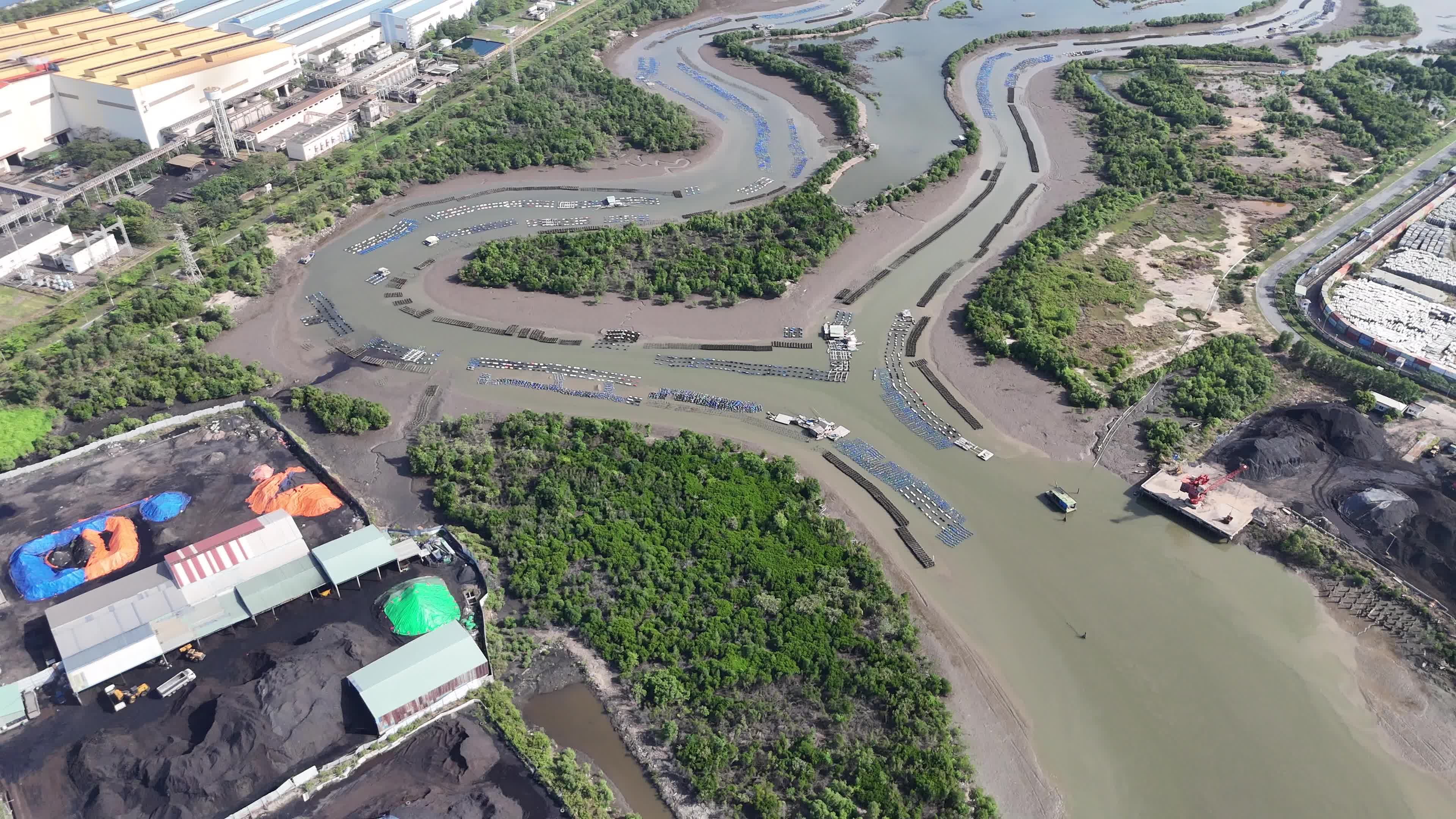 Aerial View of Industrial Canal System Free Stock Video Footage ...