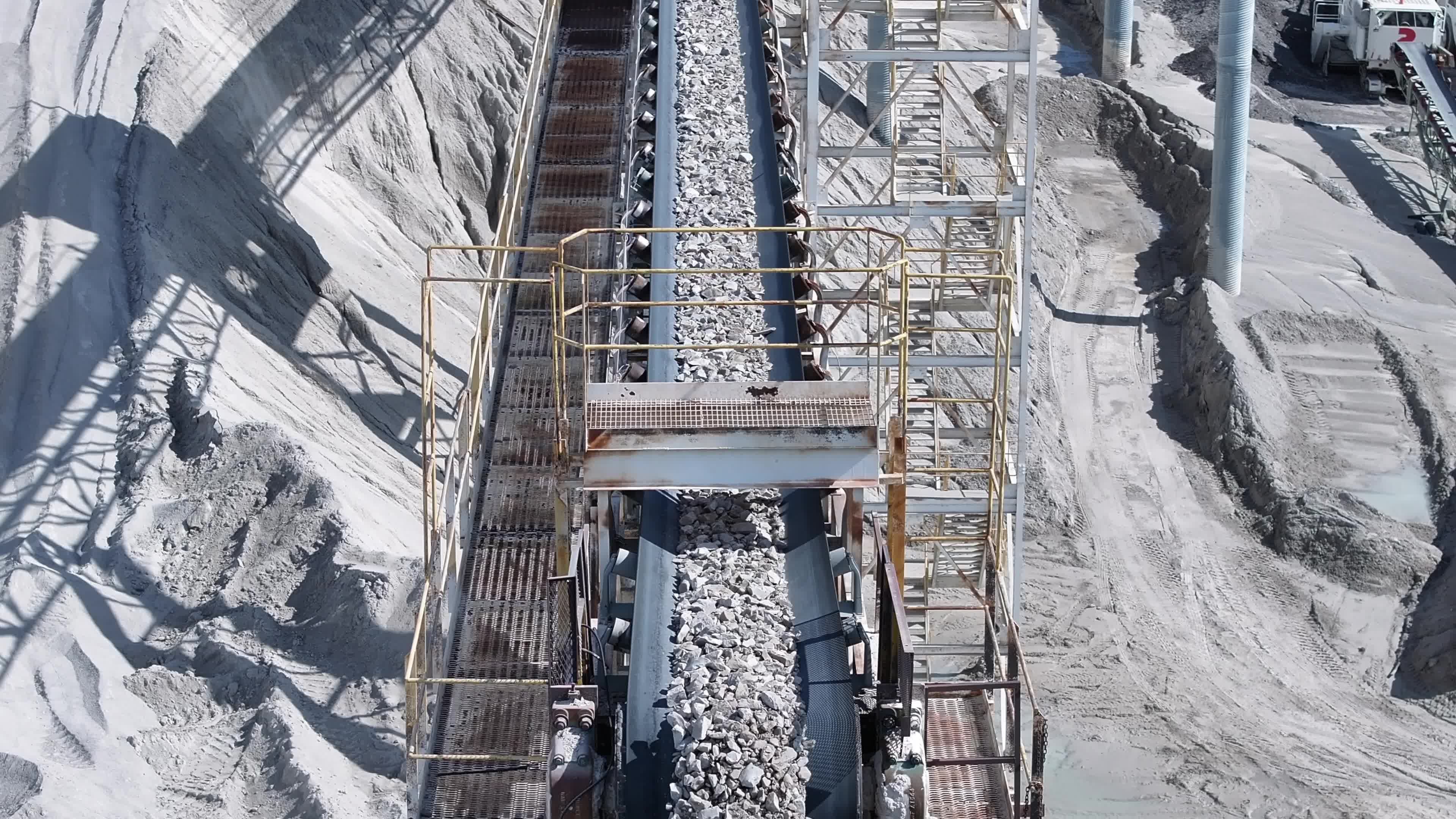 Industrial Conveyor Belt Moving Rocks in Quarry Free Stock Video ...