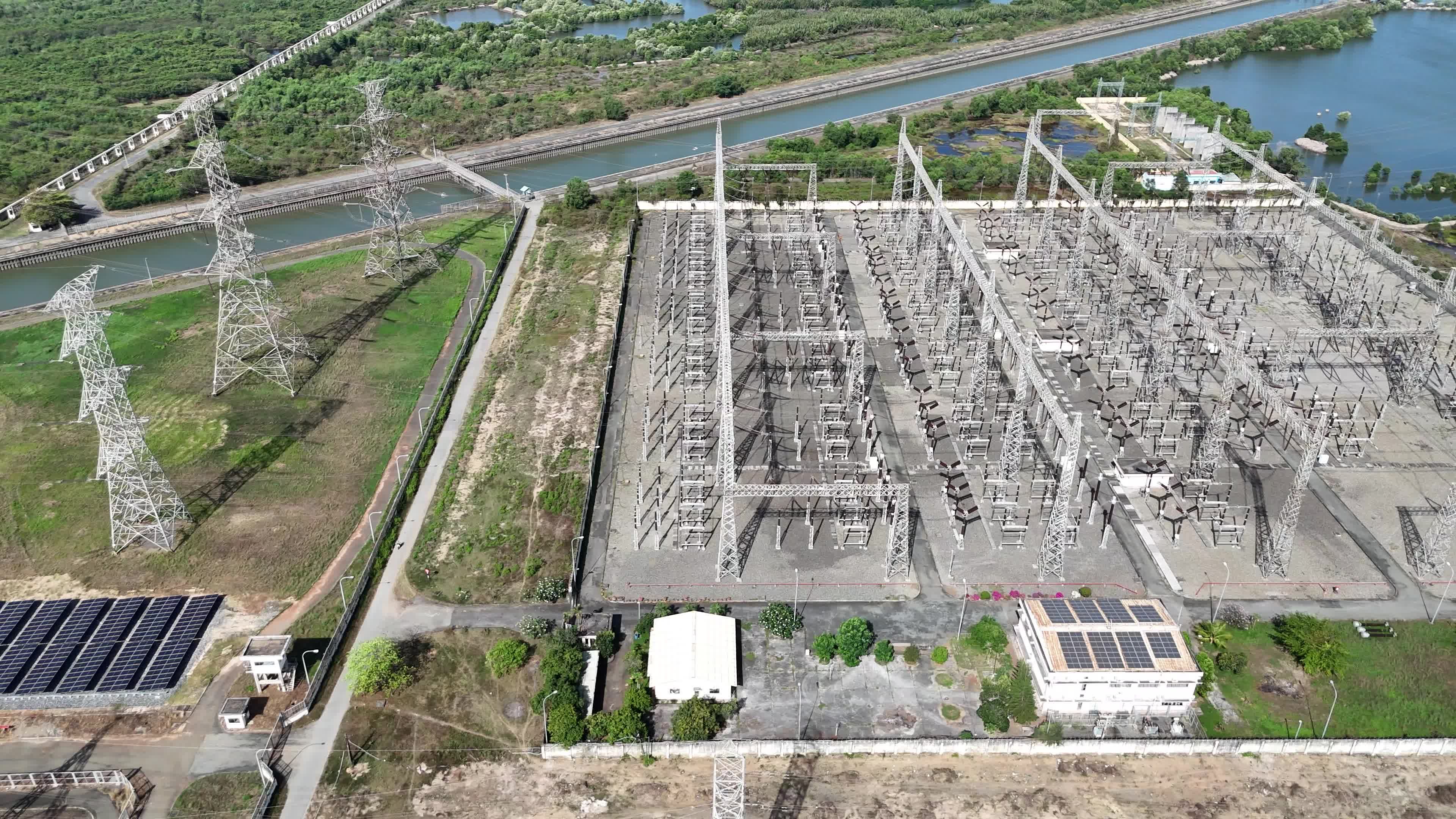 Aerial View of Industrial Power Plant Grid Free Stock Video Footage ...