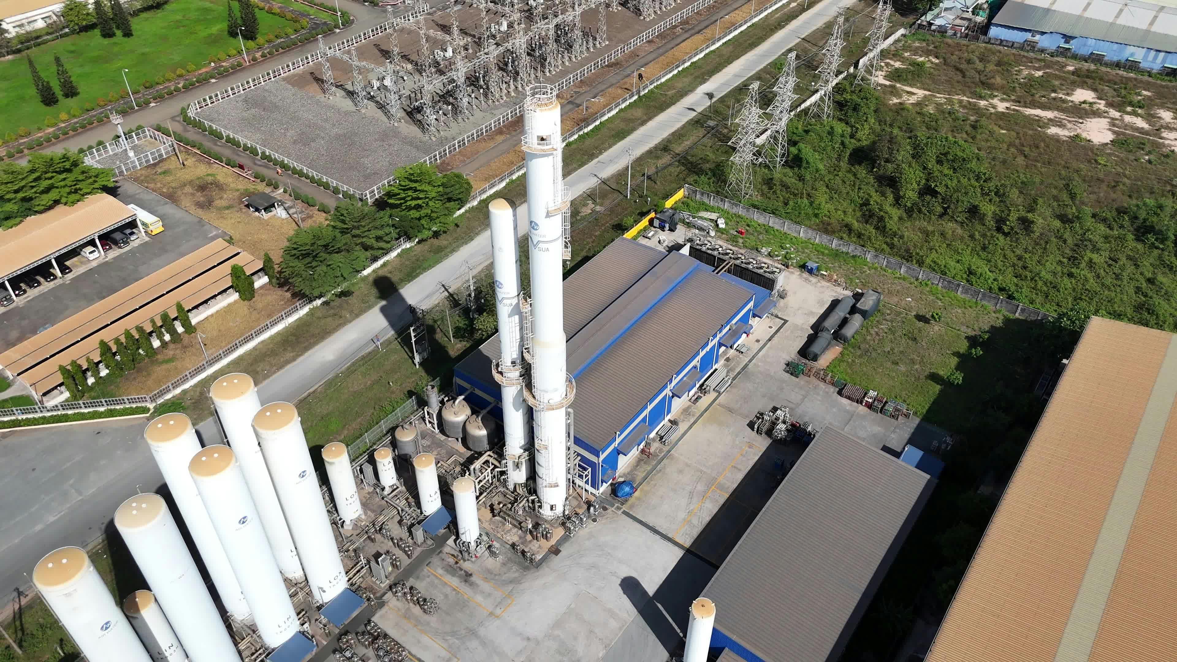 Aerial View of Modern Power Plant Facility Free Stock Video Footage ...