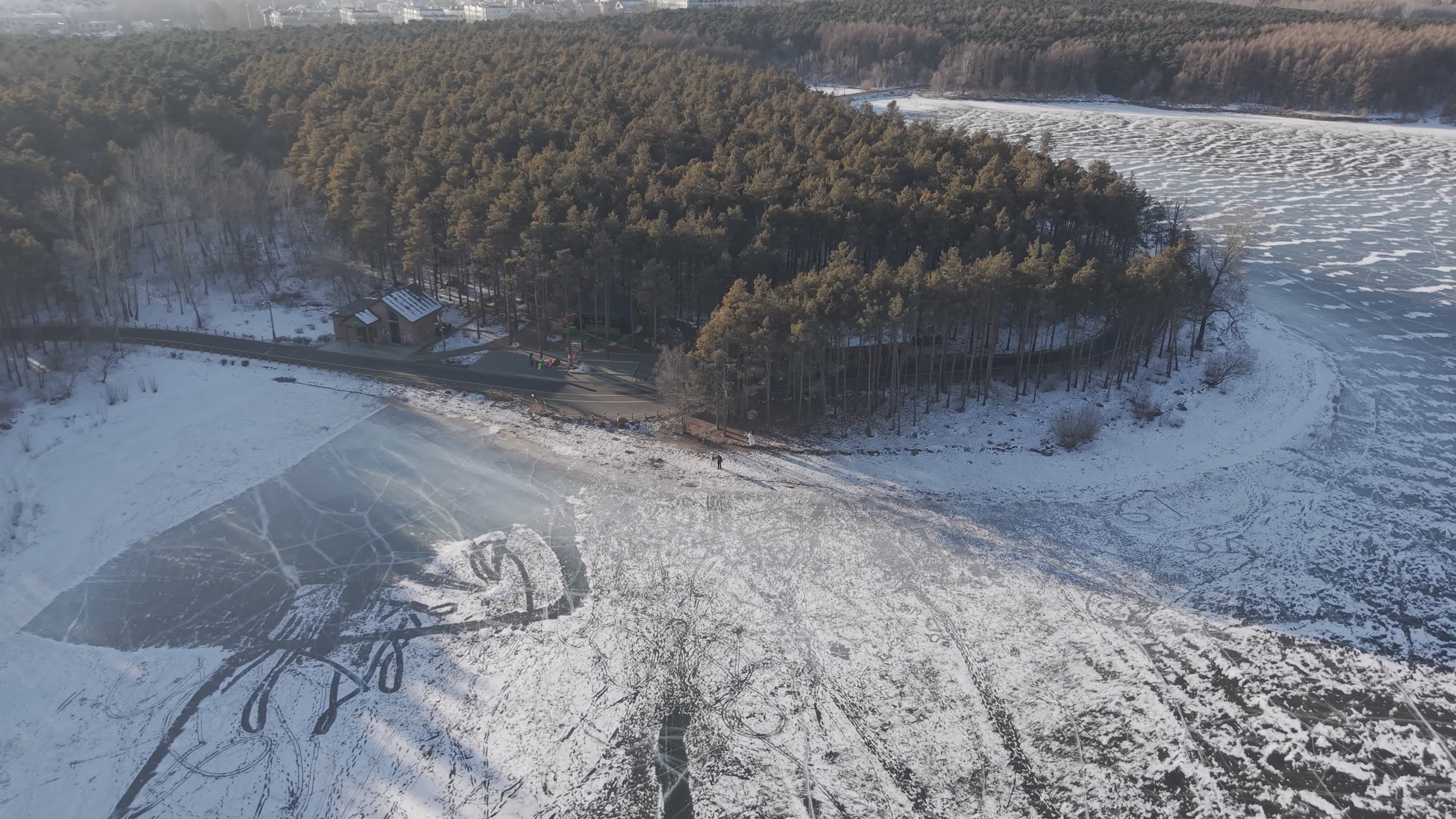 Aerial View of Snowy Winter Landscape Free Stock Video Footage, Royalty ...