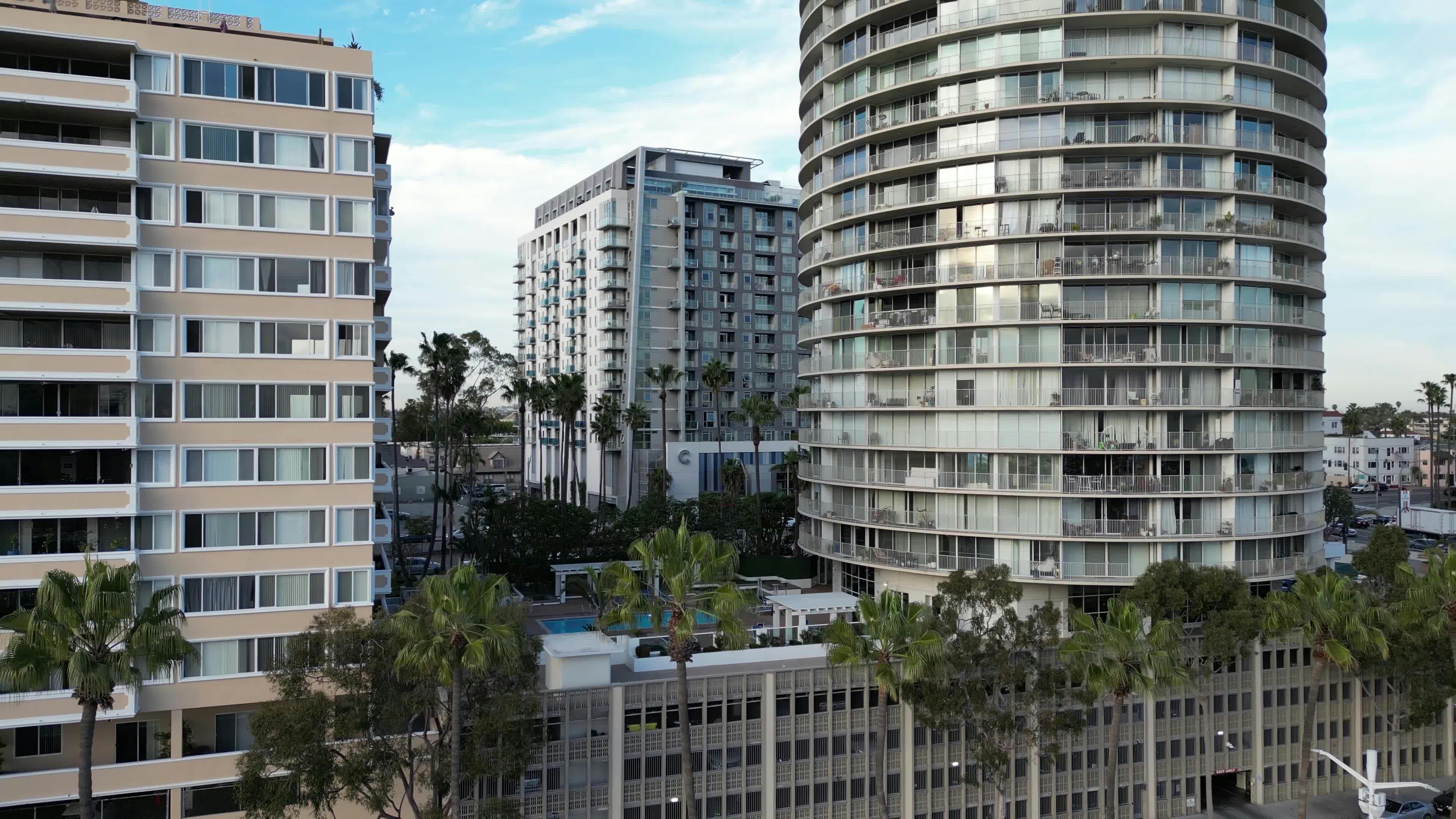 Aerial View of Downtown Coastal City Skyline Free Stock Video Footage ...