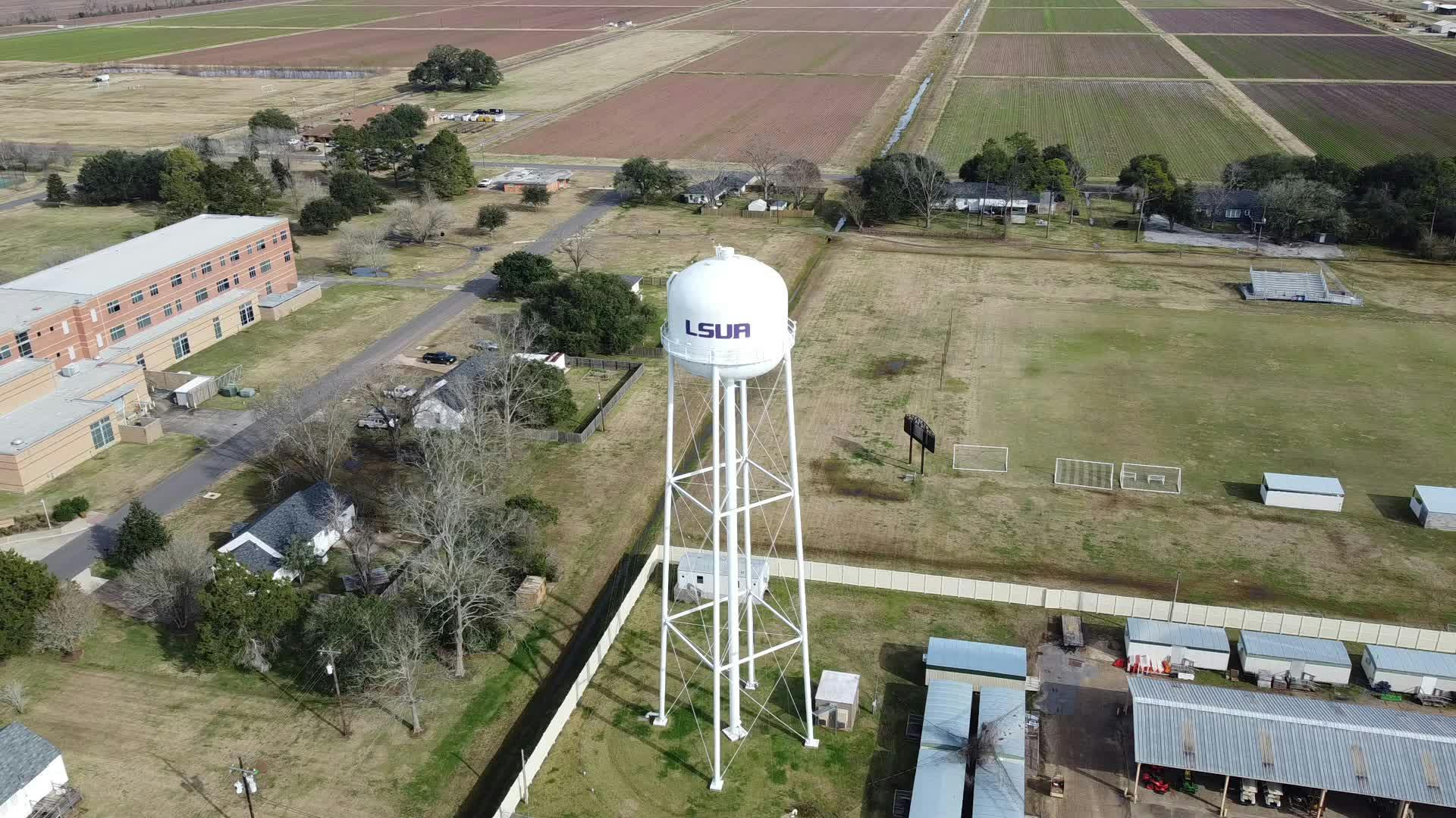 Aerial View of LSU Campus Water Tower Free Stock Video Footage, Royalty ...